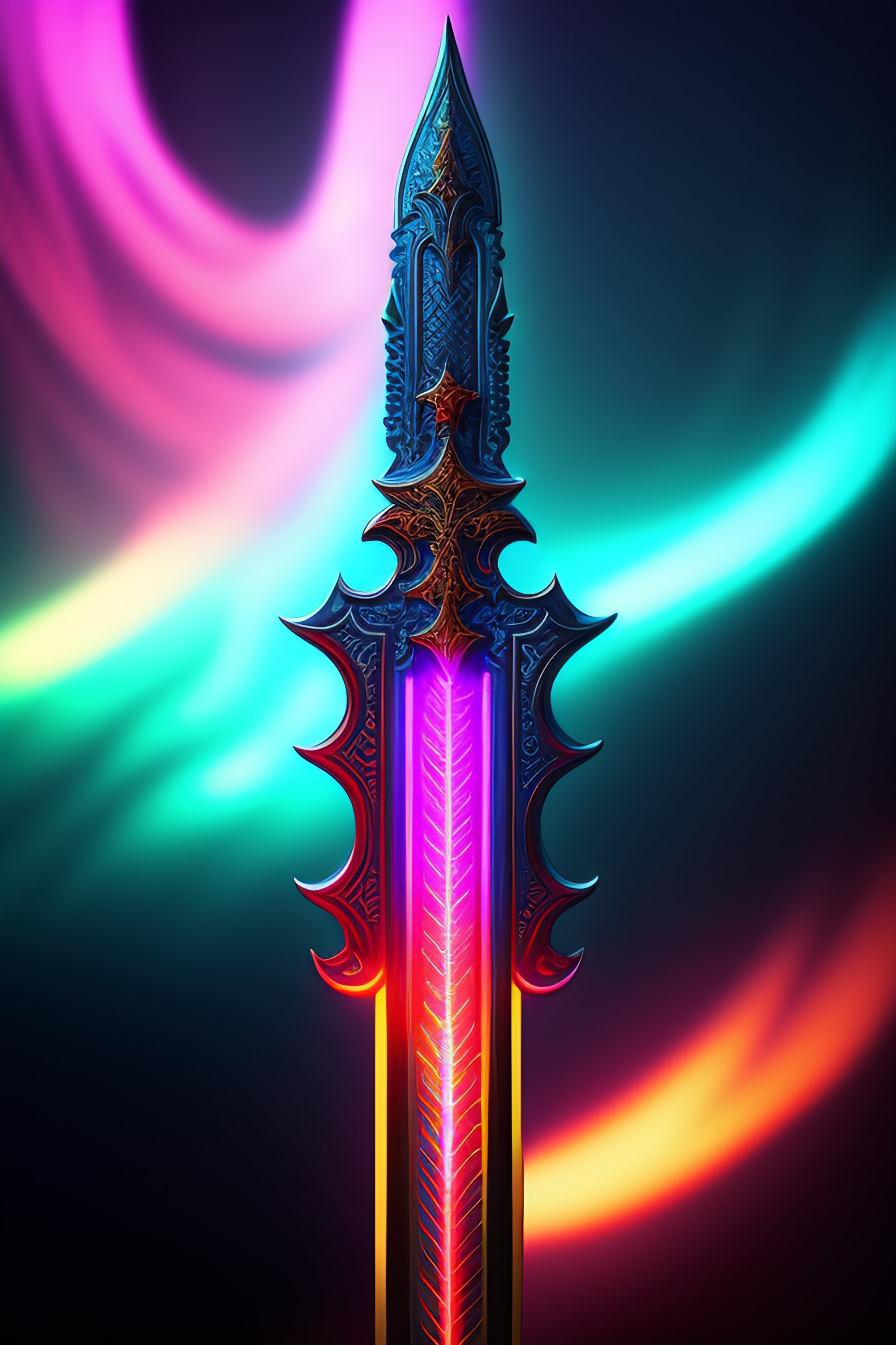 Lexica - Sword of asta .neon style .highly detailed.black fog backround.