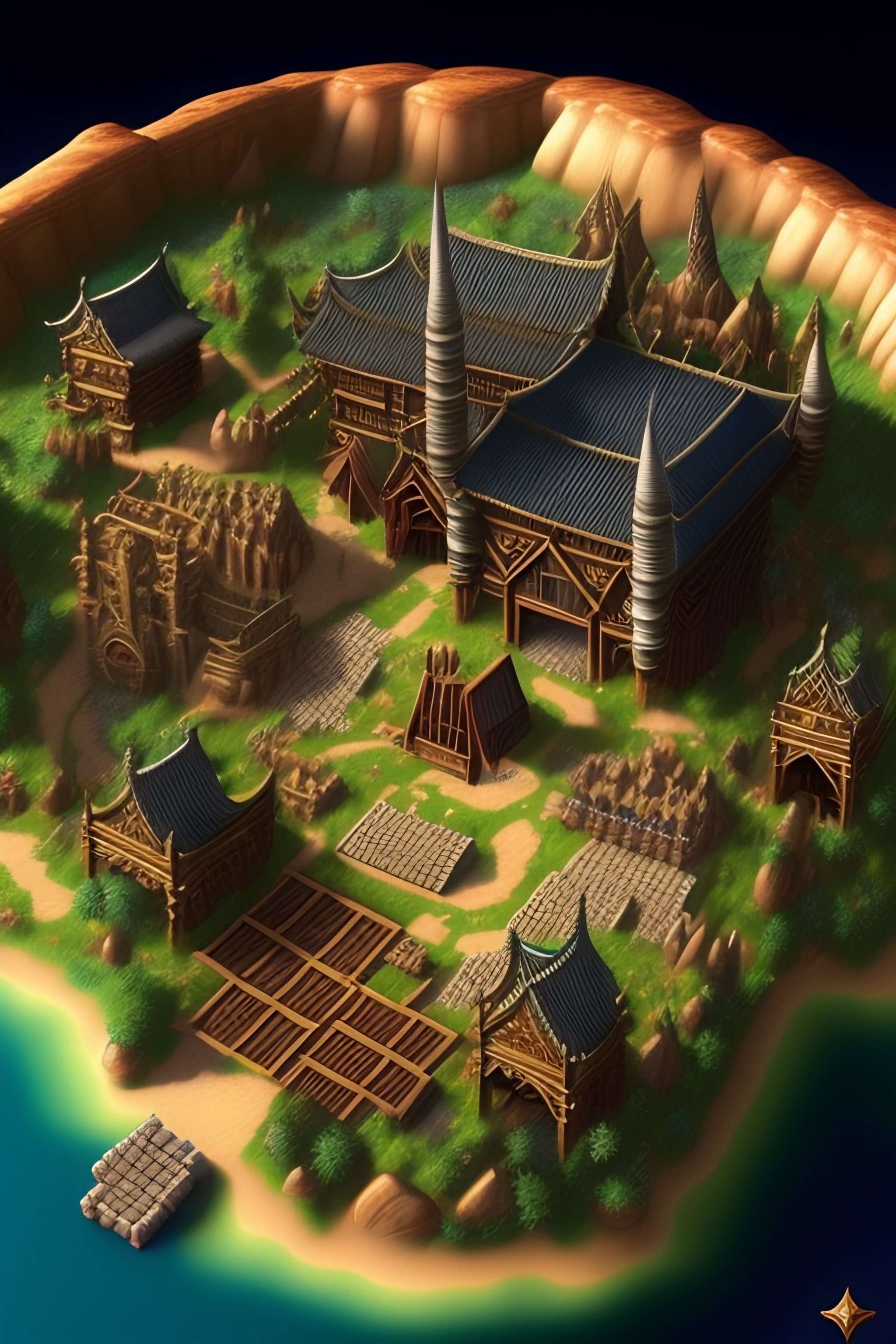 Lexica - Country , tabletop map, big city, towns, temples, ruis ...