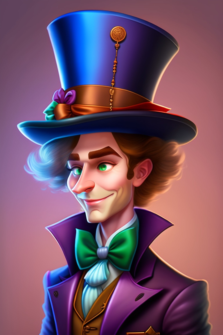 Lexica - Please create for me a cartoon image of the Mad Hatter from ...