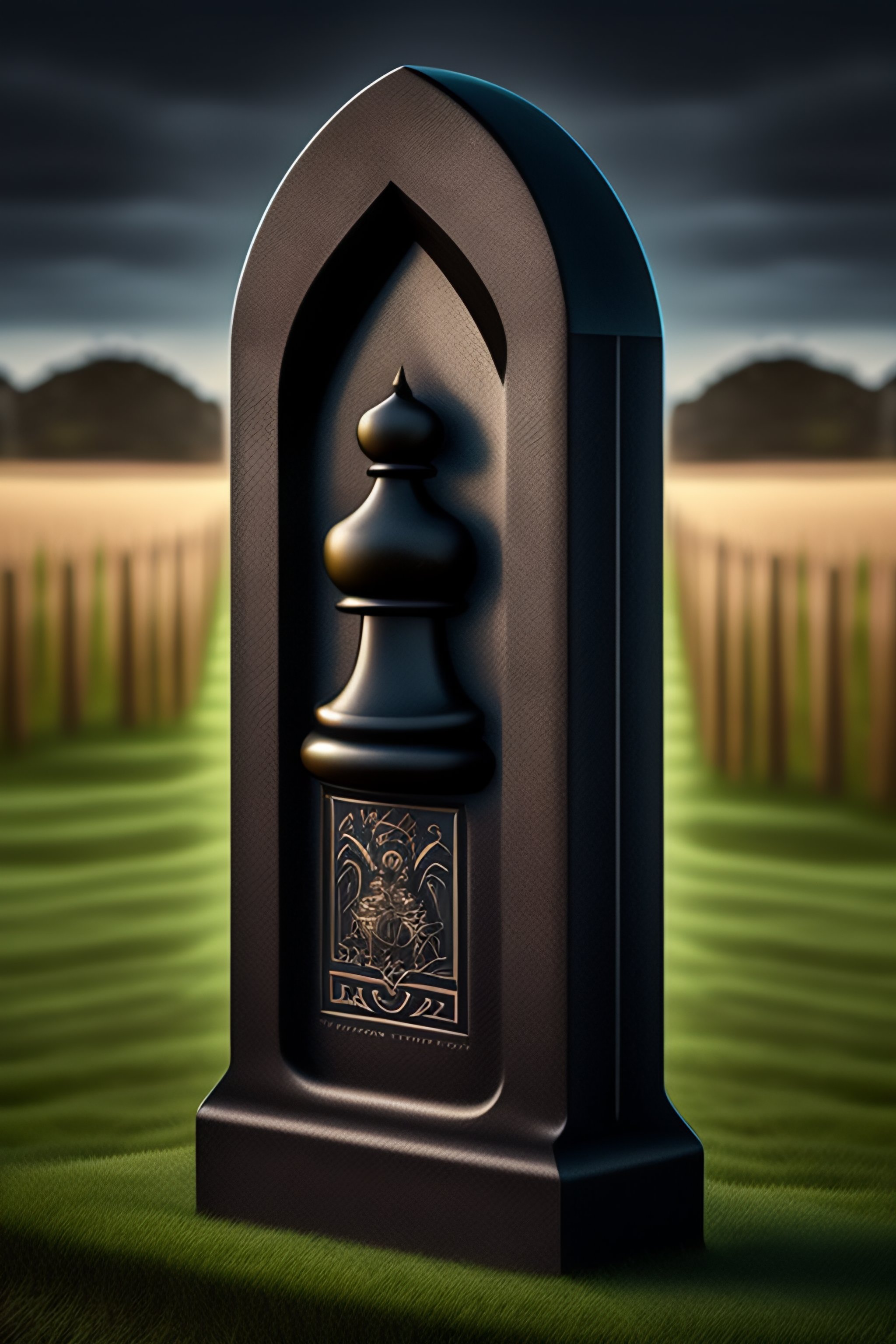 Lexica - A piece from the game of chess in the shape of a gravestone.