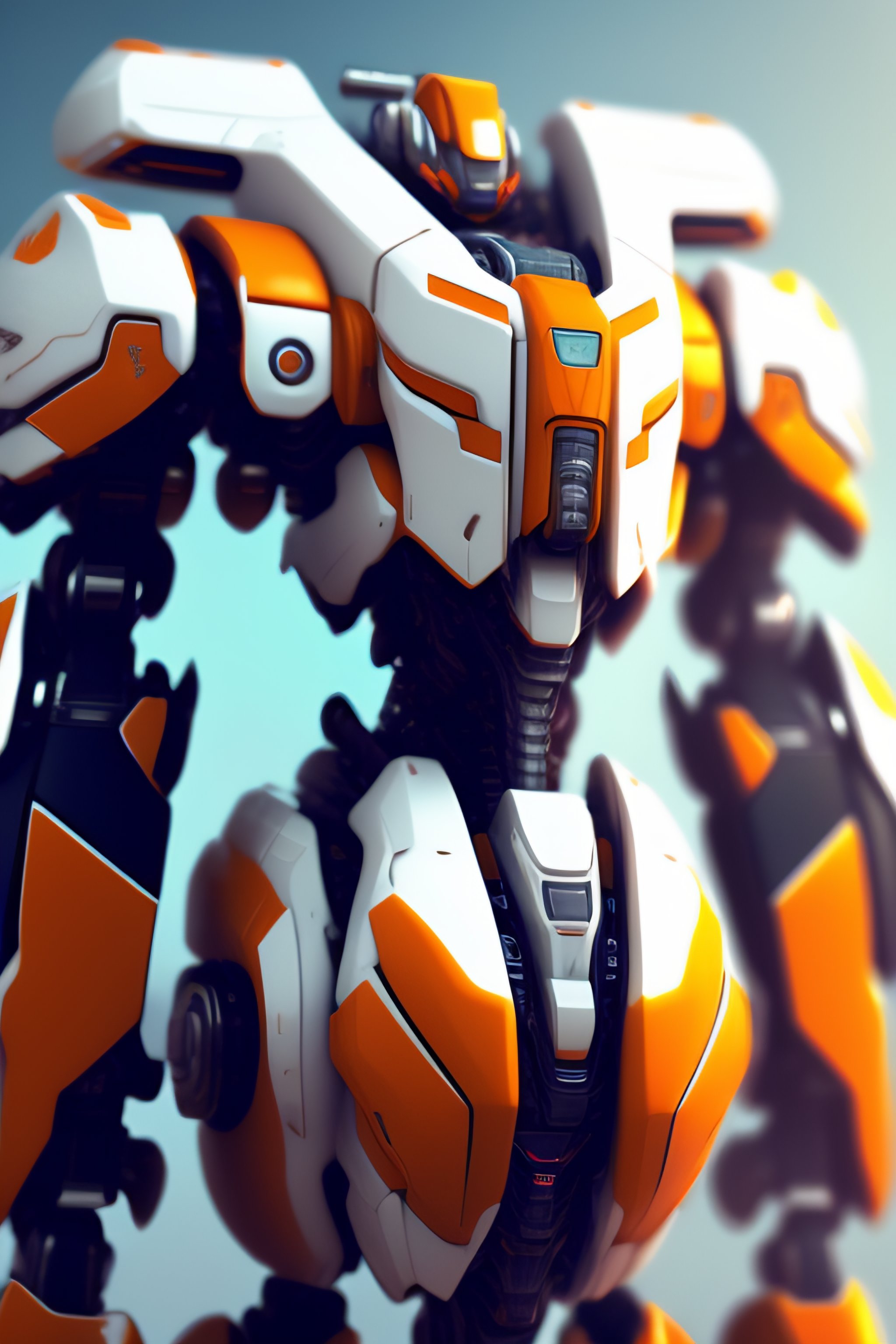 Lexica - White and orange symmetrical design color, futuristic mecha ...