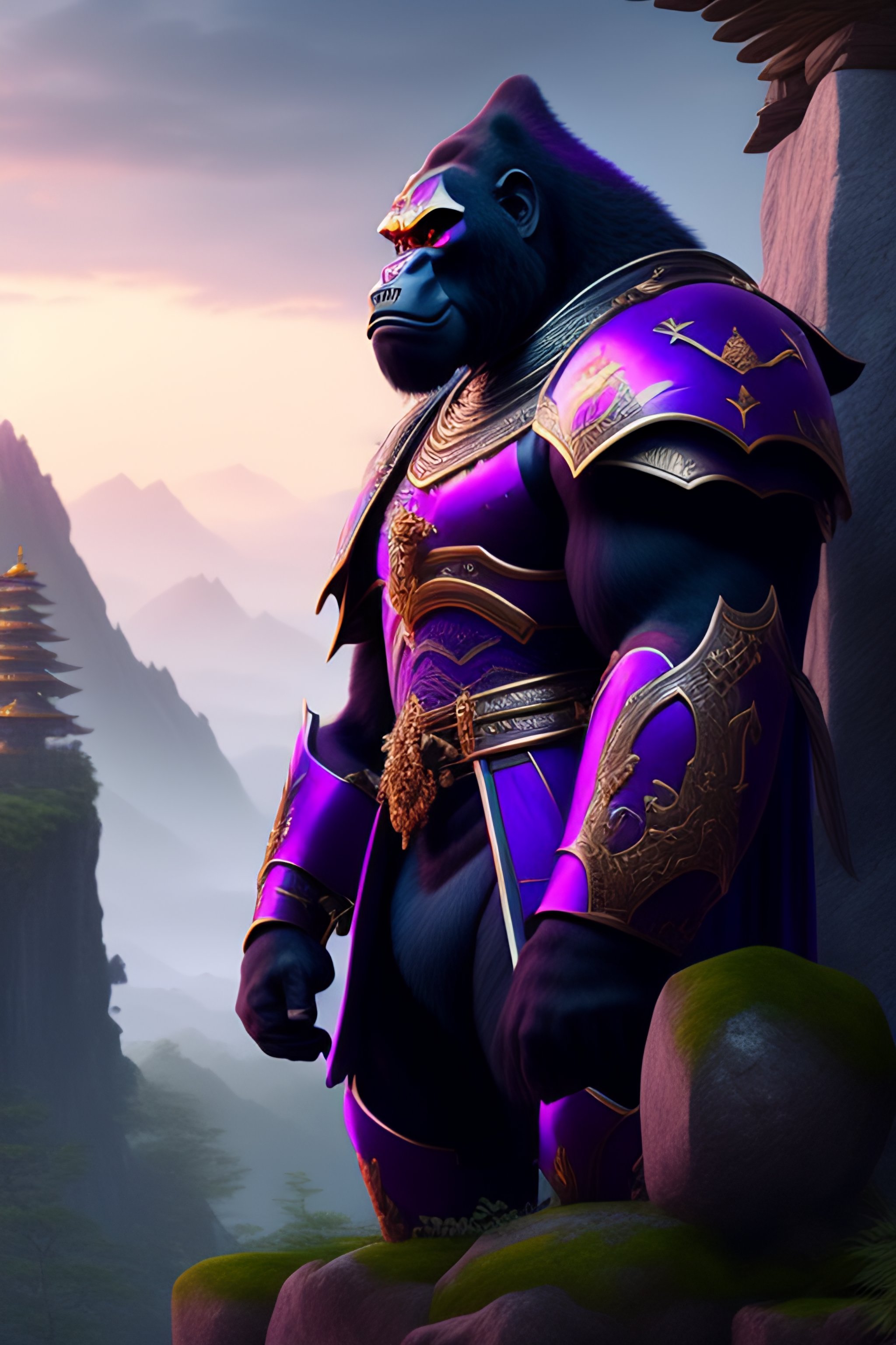 Lexica - A highly detailed matte painting of a Gorilla Samurai in full ...