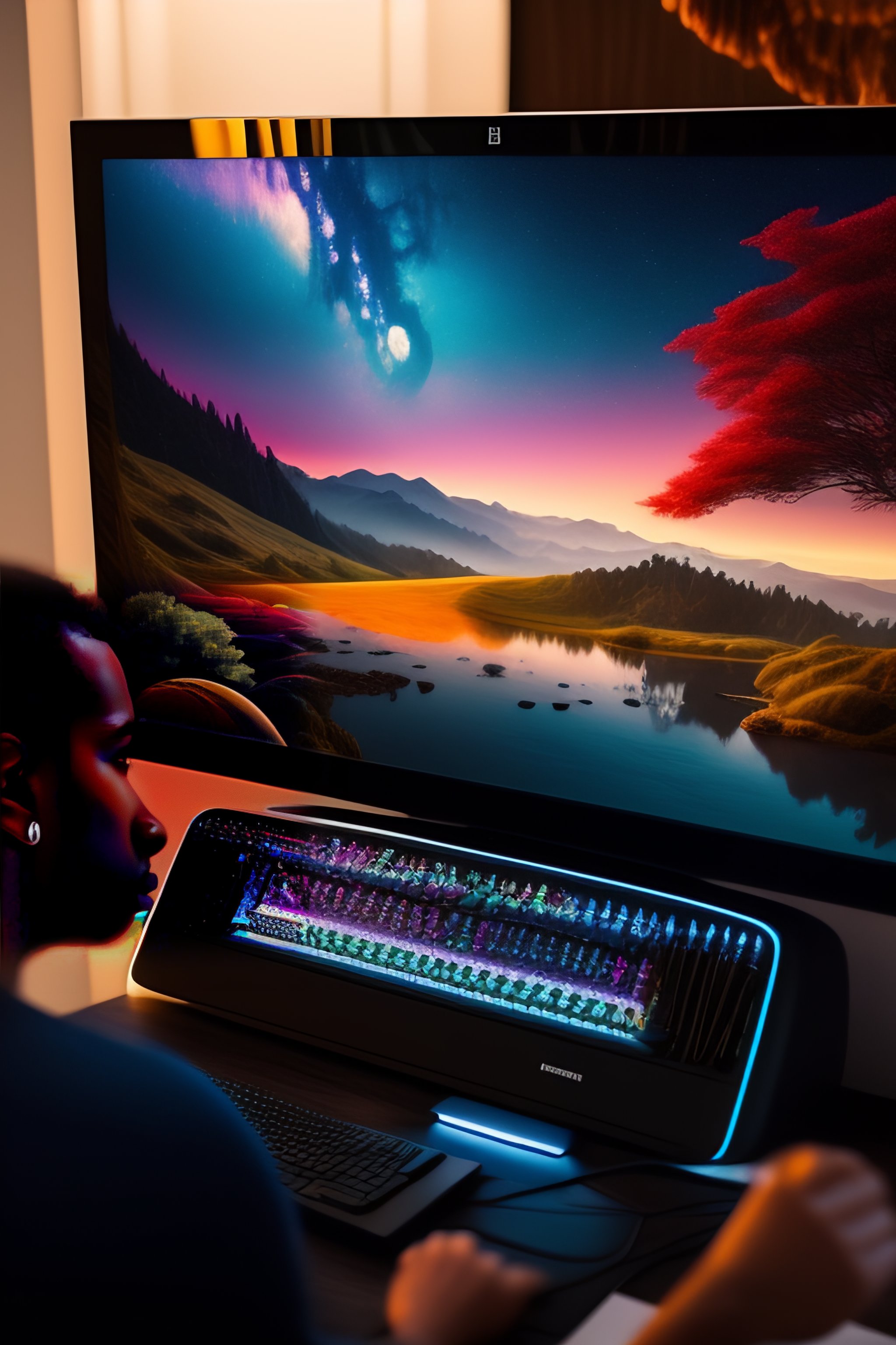 Lexica - A person is sitting at the computer and doing prompt ...