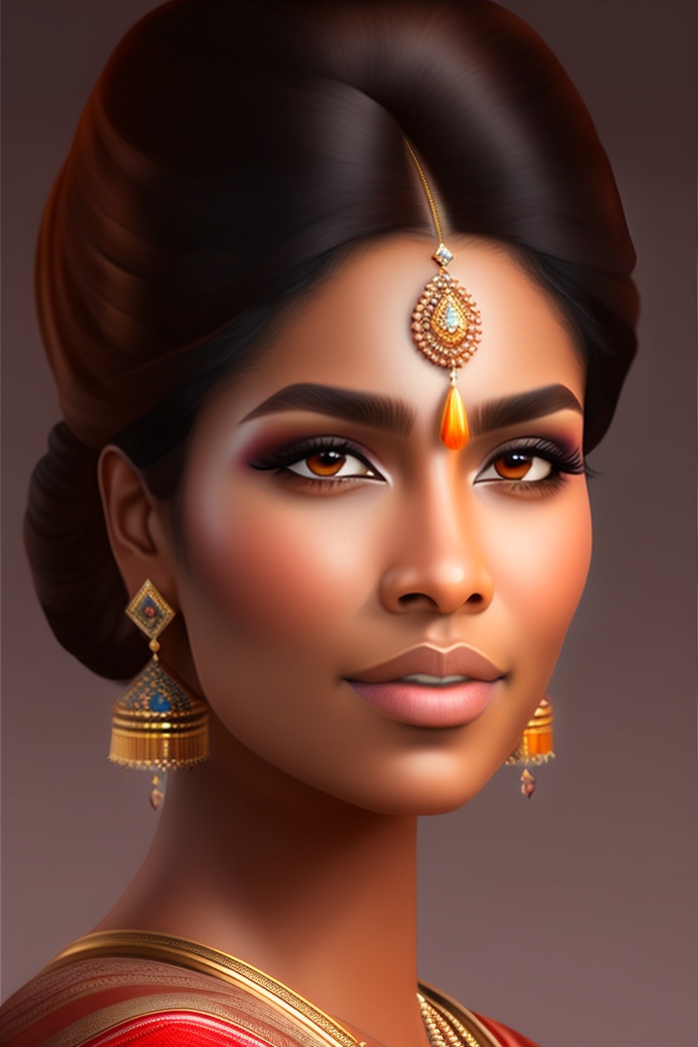 Lexica - Woman, realistic, Indian, facing front