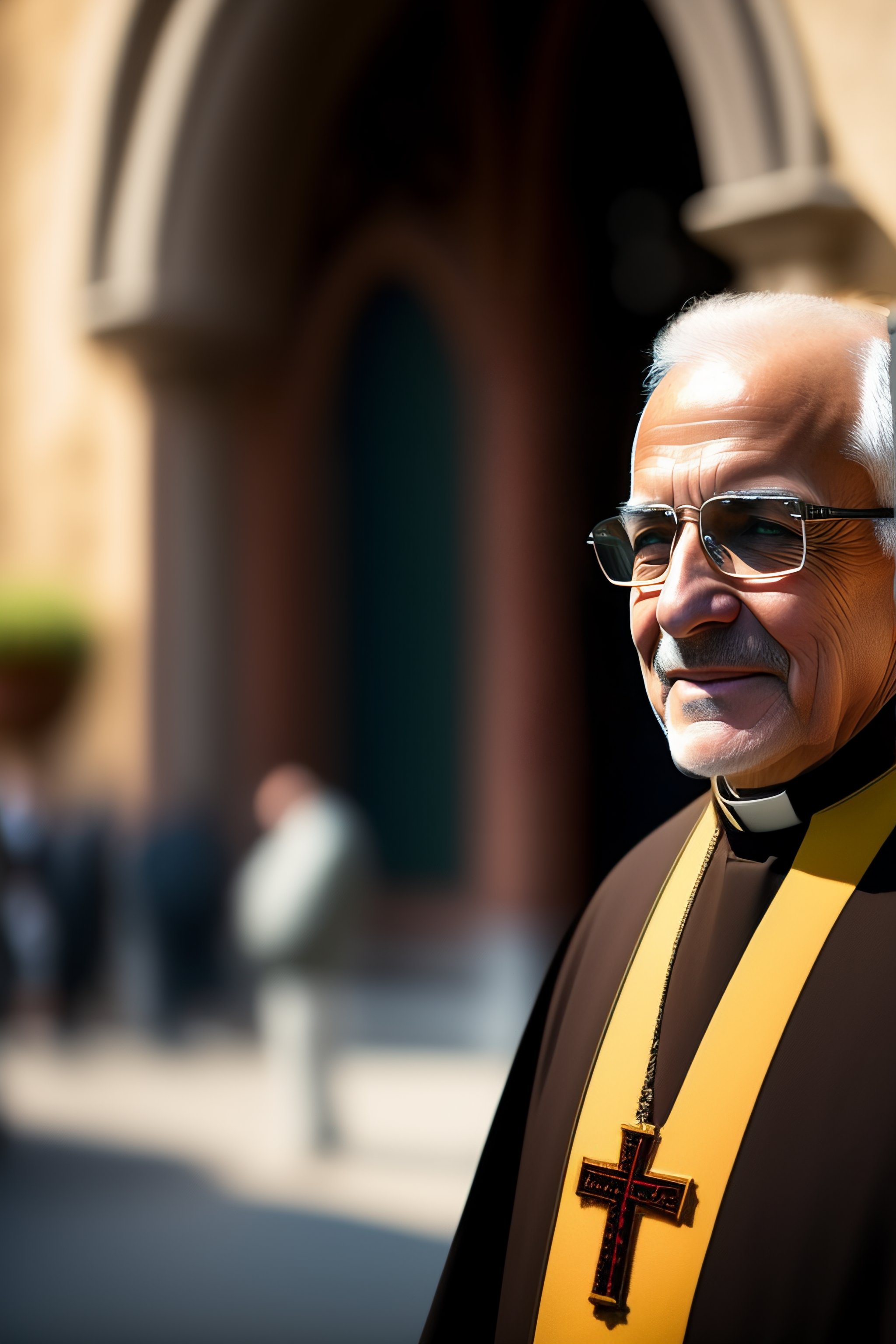 Lexica - Italian priest with short brown hair. Calm. With compassionate ...