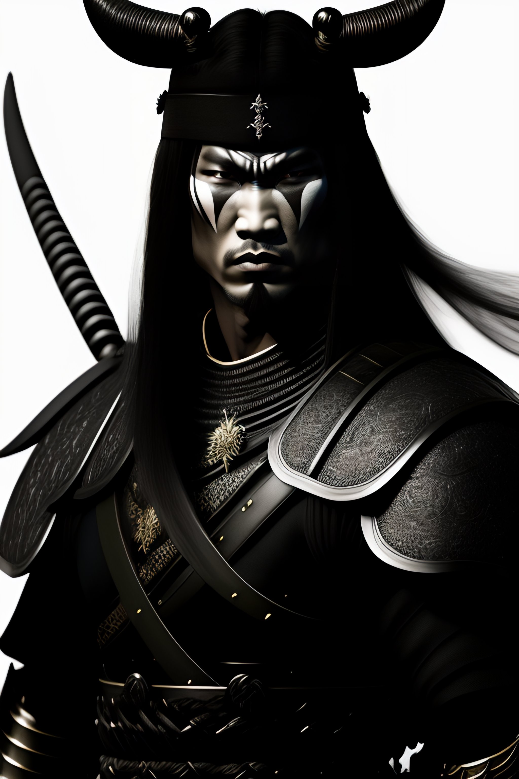 Lexica - Demon samurai black and white