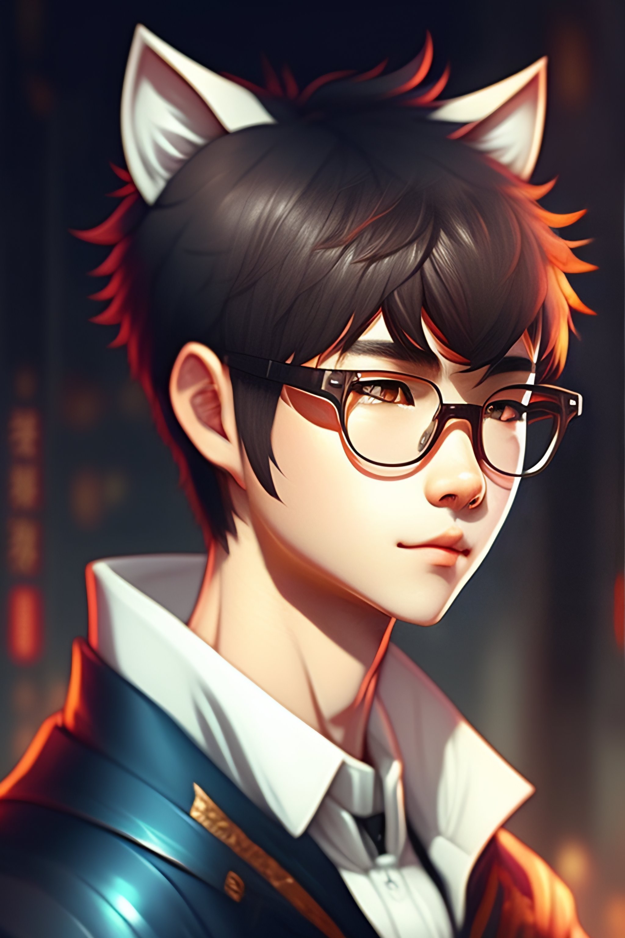 Lexica - Fox, boy, Chinese style, anime, blue eyes, brown short hair ...