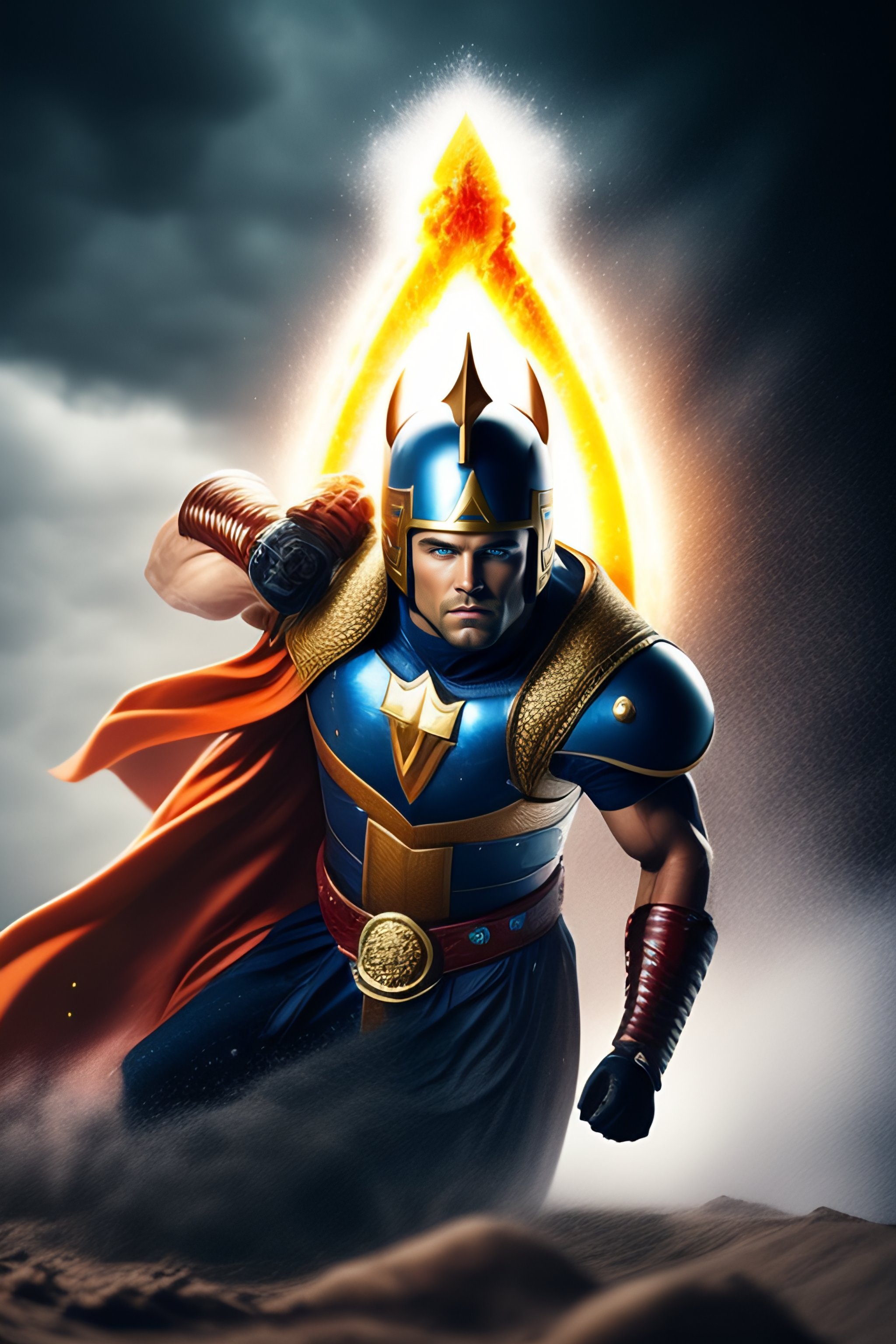 Lexica - Create image of hammer Mjölnir trvelling like metior