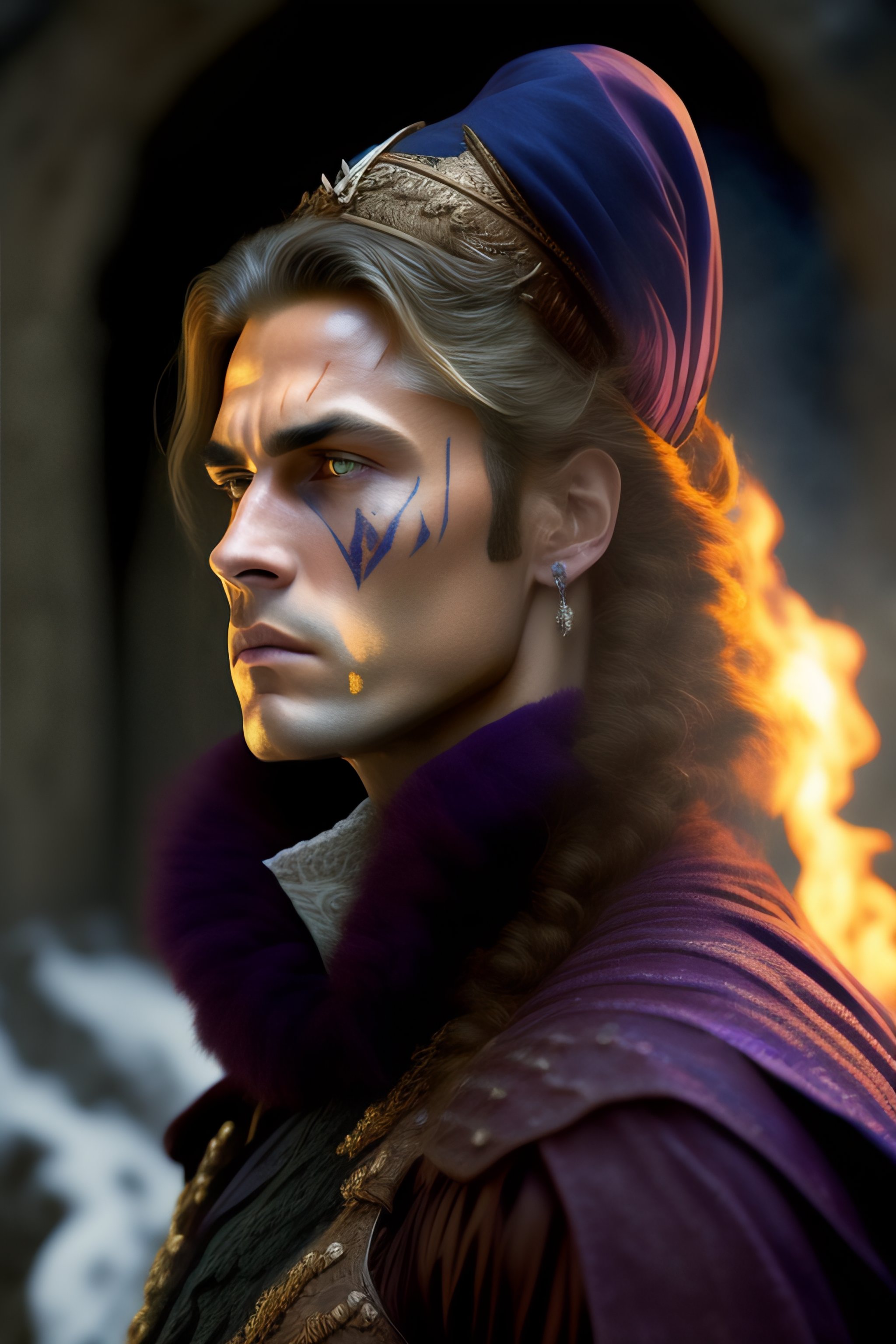 Lexica - Witch Hunter Prince Scruffy Scarred Gaunt stern old flintlock