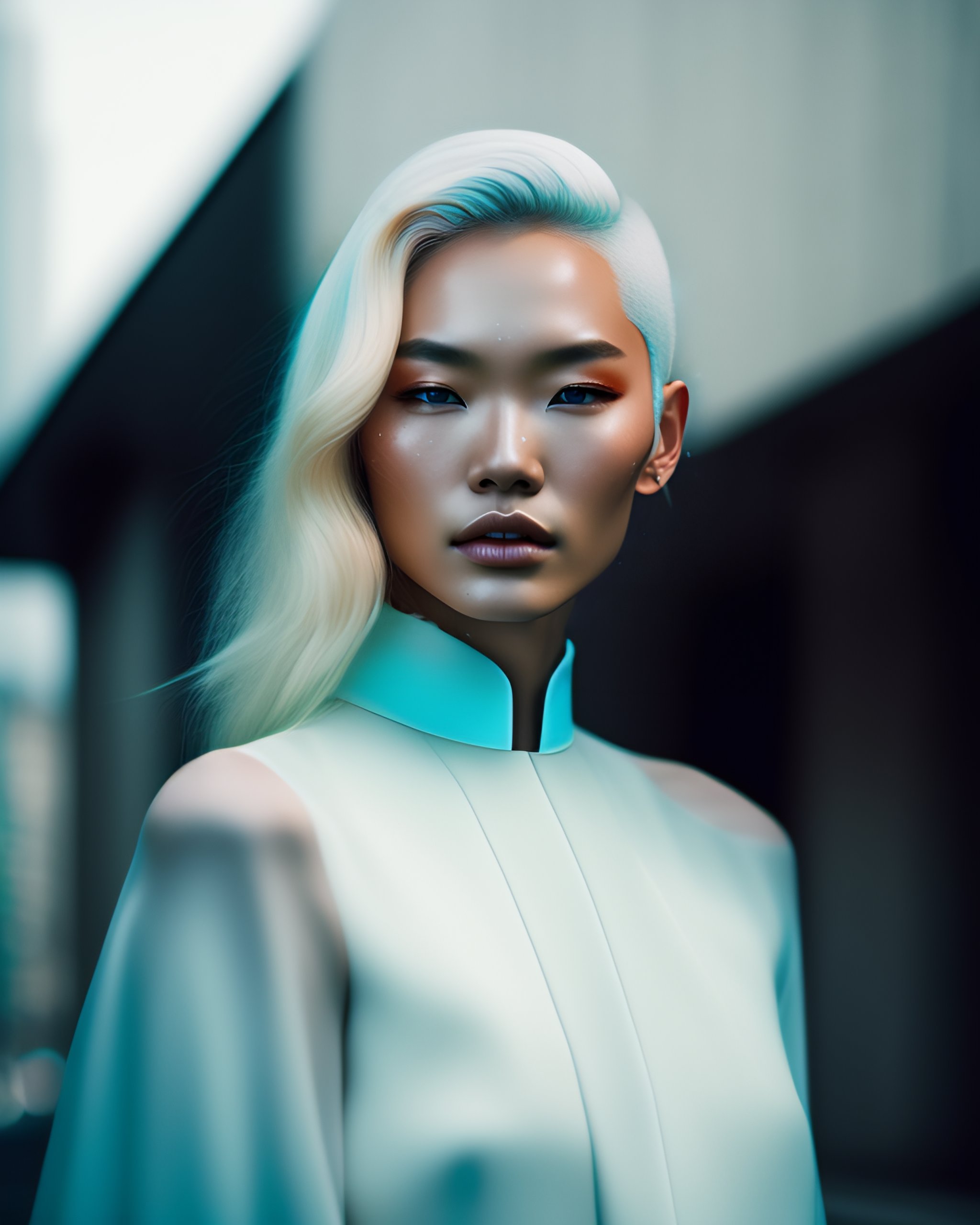 Lexica - Portrait of haute couture beautiful blond Asian fashion model ...