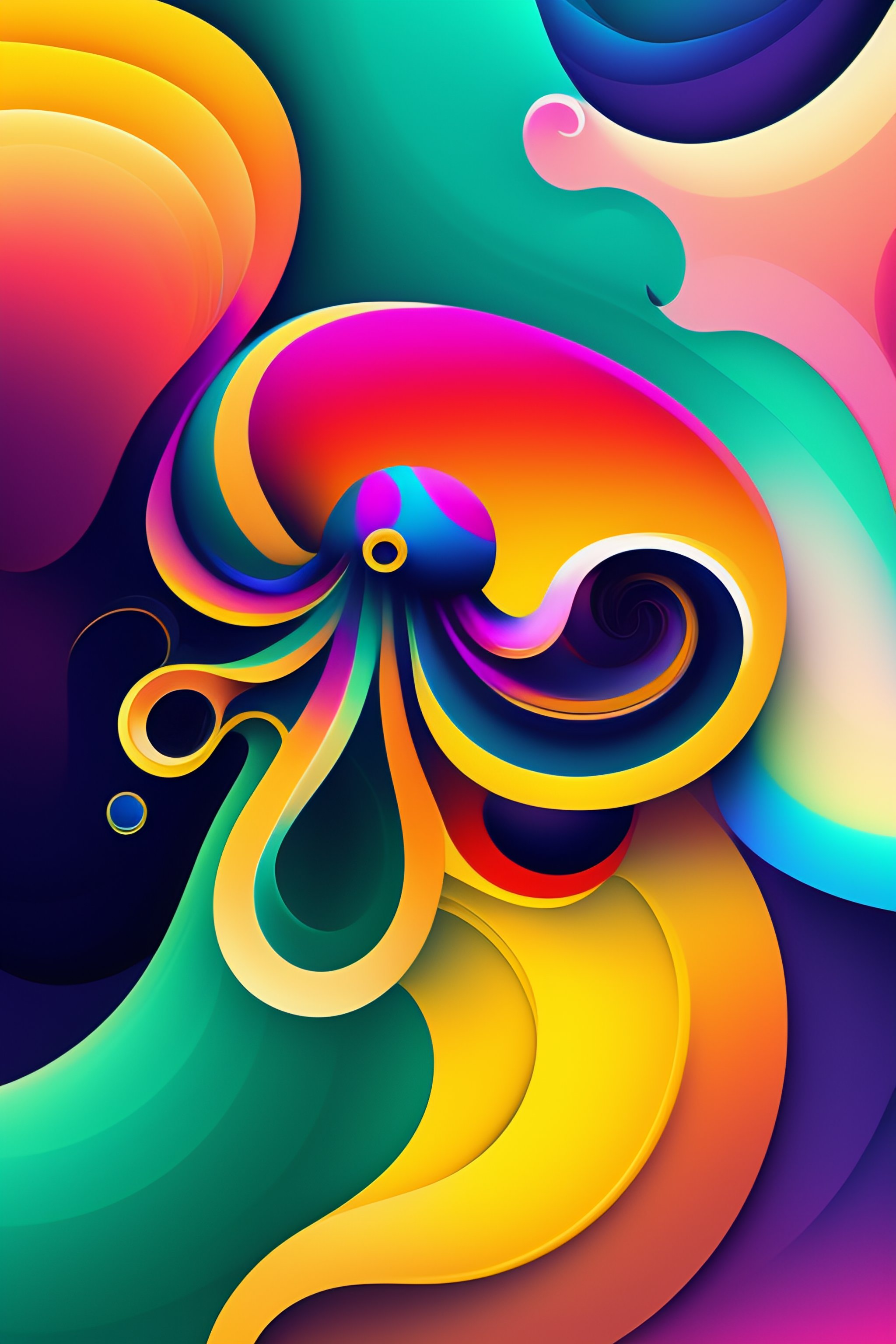 Lexica - Abstract graphic in muted collors+octopus+retro+clean ...