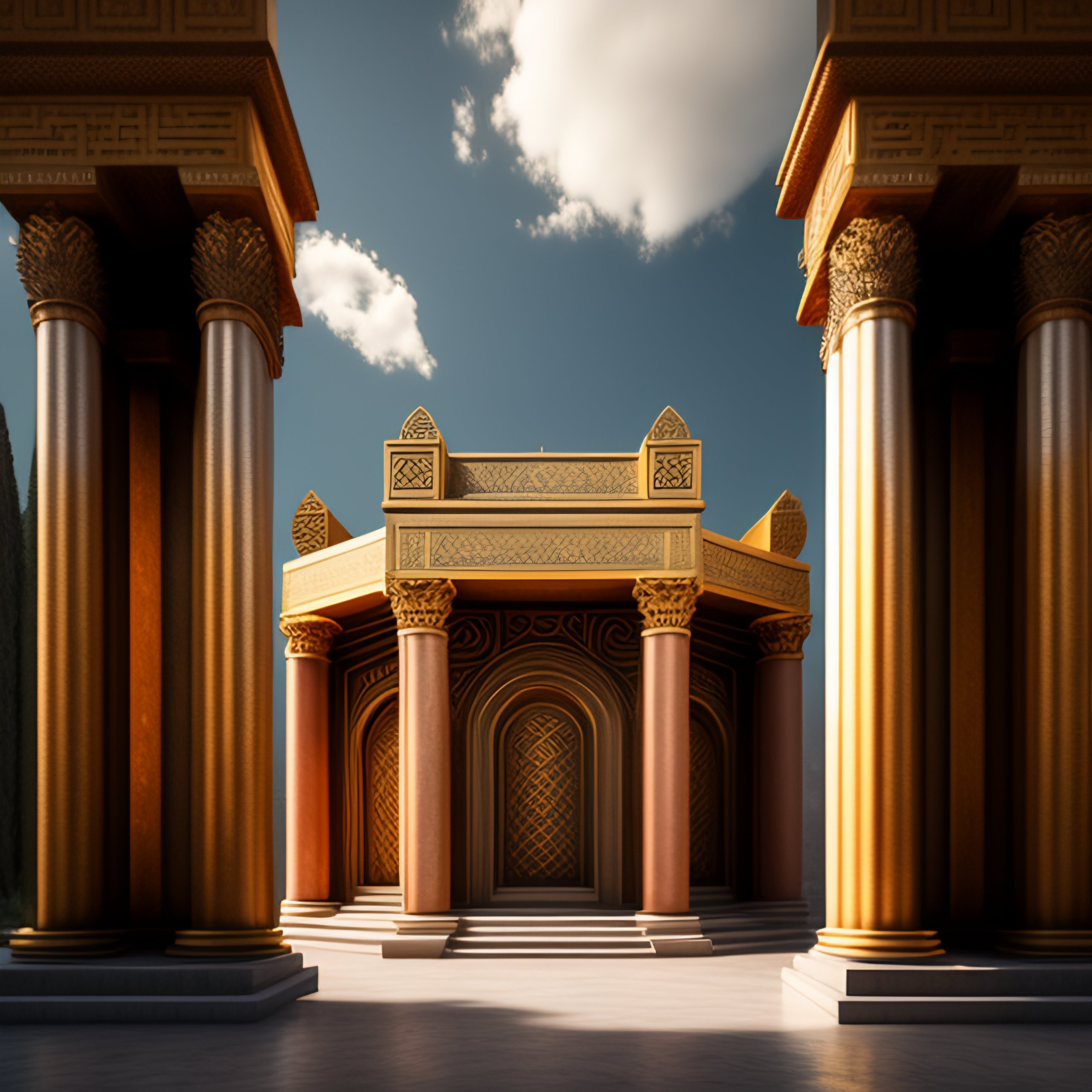 Lexica - Realistic photo of an ancient roman mausoleum, full of gold ...