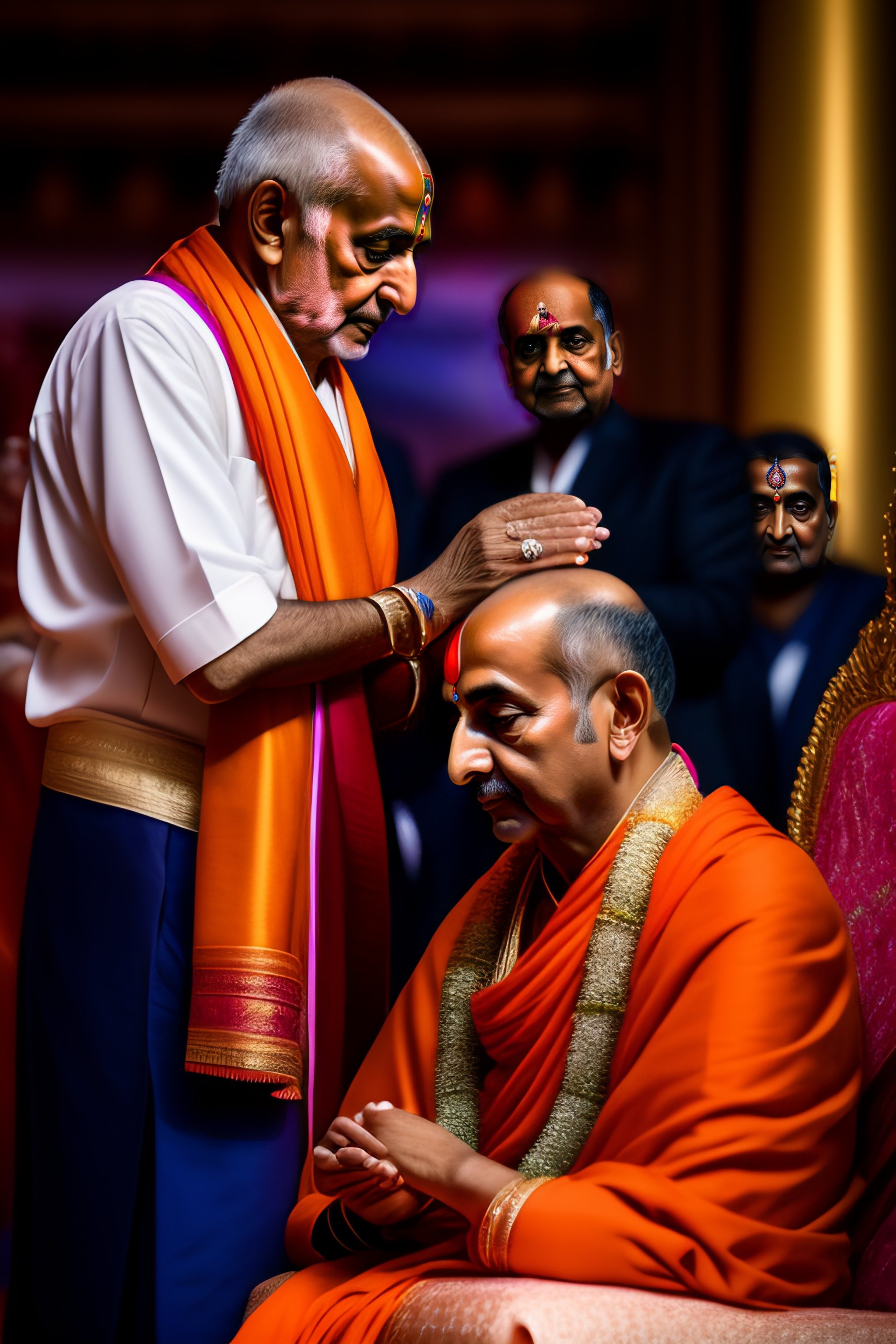 Lexica - Realistic detailed image of a pramukh swami maharaj bending ...