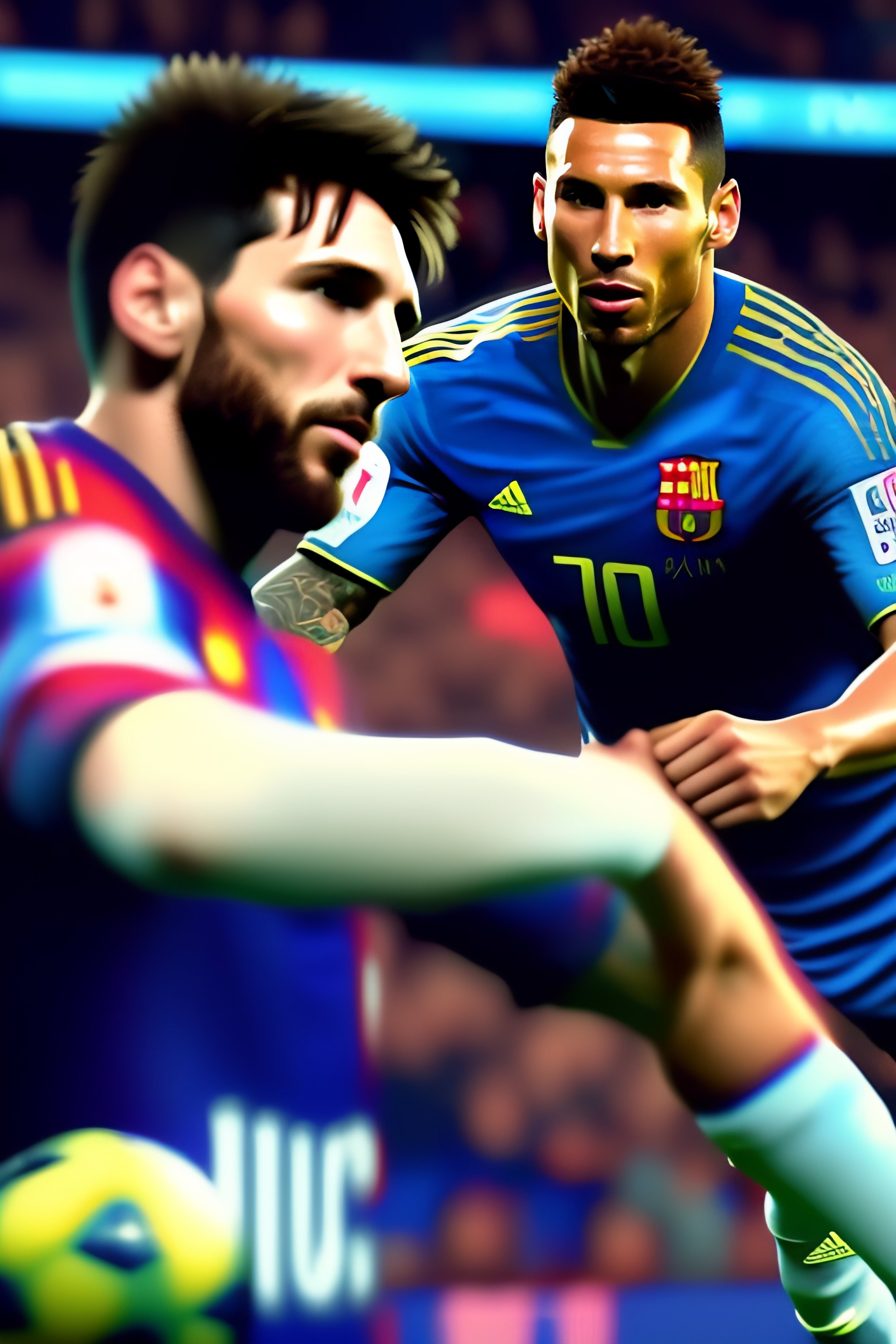 Lexica - Lionel messi playing fifa video game with ronaldo