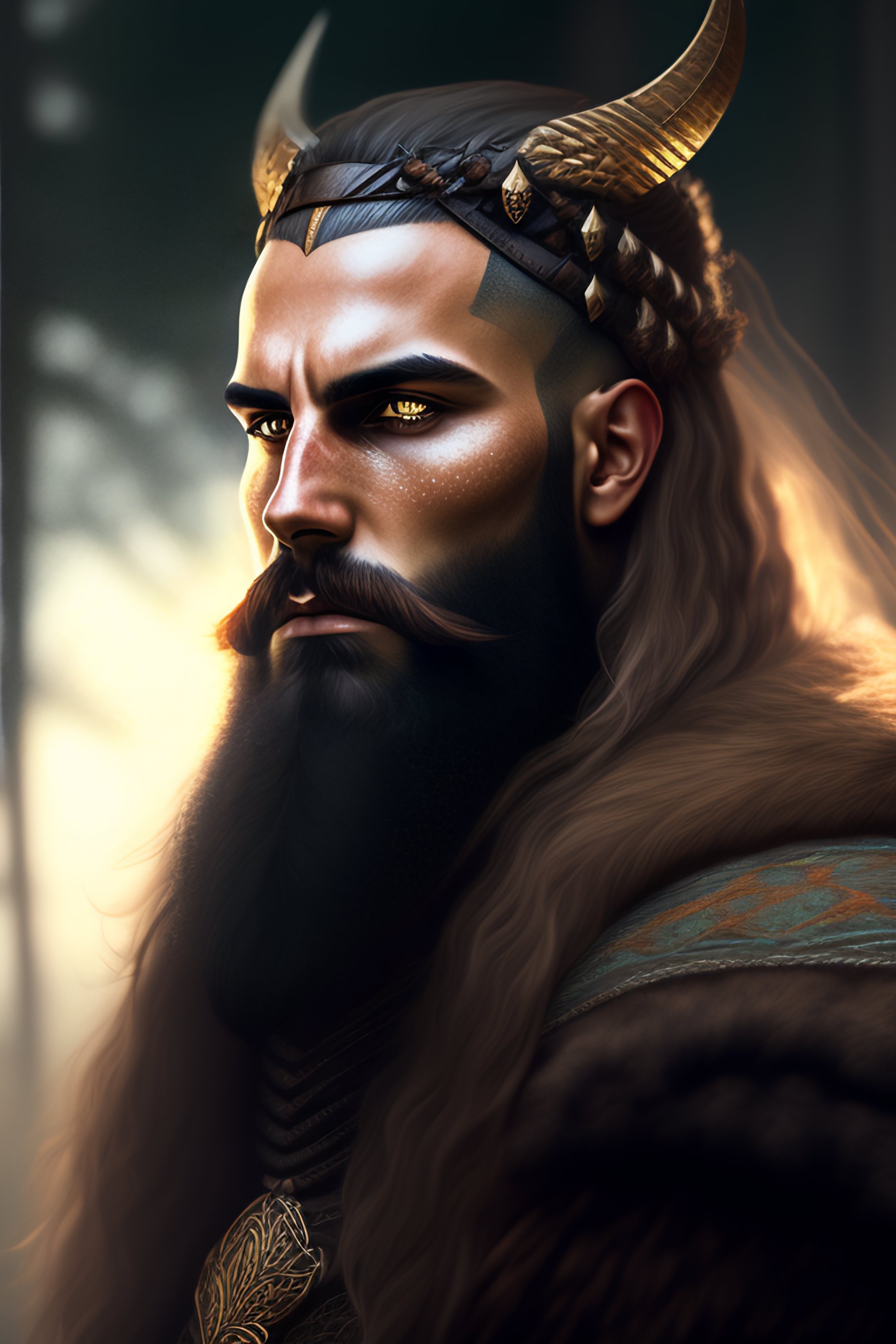 Lexica - Portrait of a gigachad Viking warrior ready for battle, forest background, fantasy ...