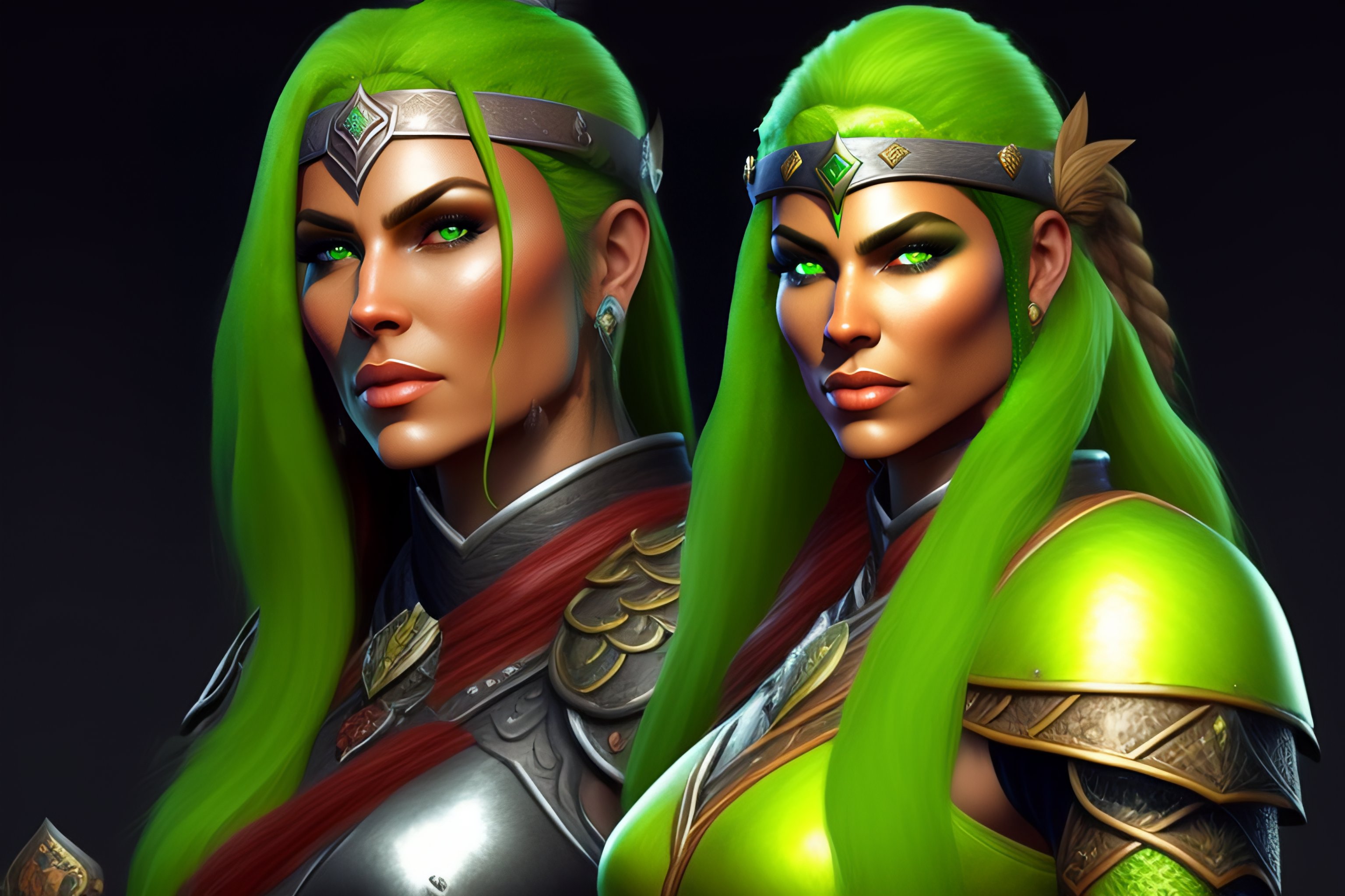 Lexica - Green skinned Half-orc female shield maiden