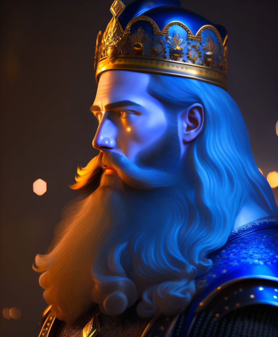 Lexica - An emperor with a long beard and silver eyes seen in profile ...
