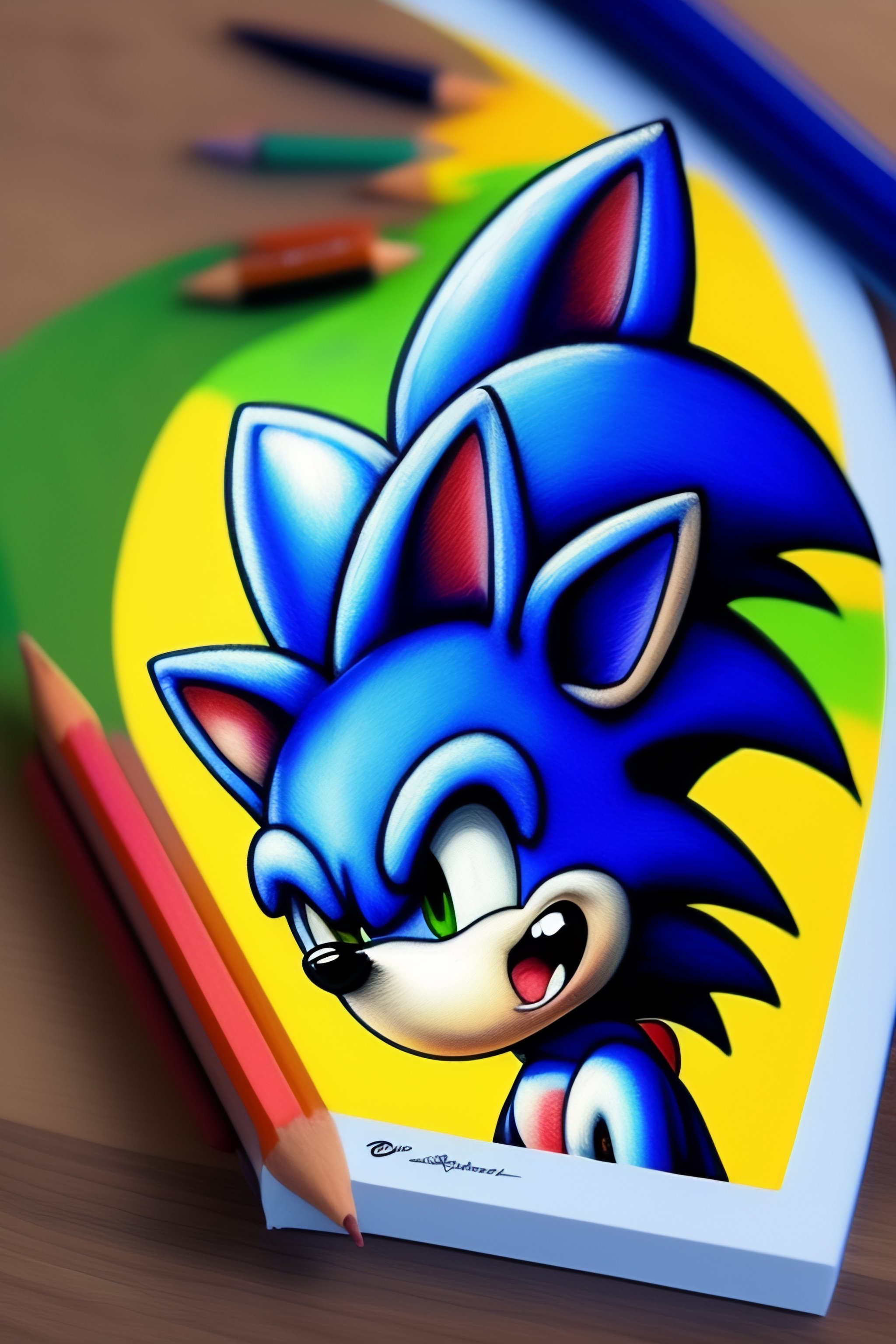 Lexica - Badly drawn child’s art of sonic the hedgehog on paper. With ...