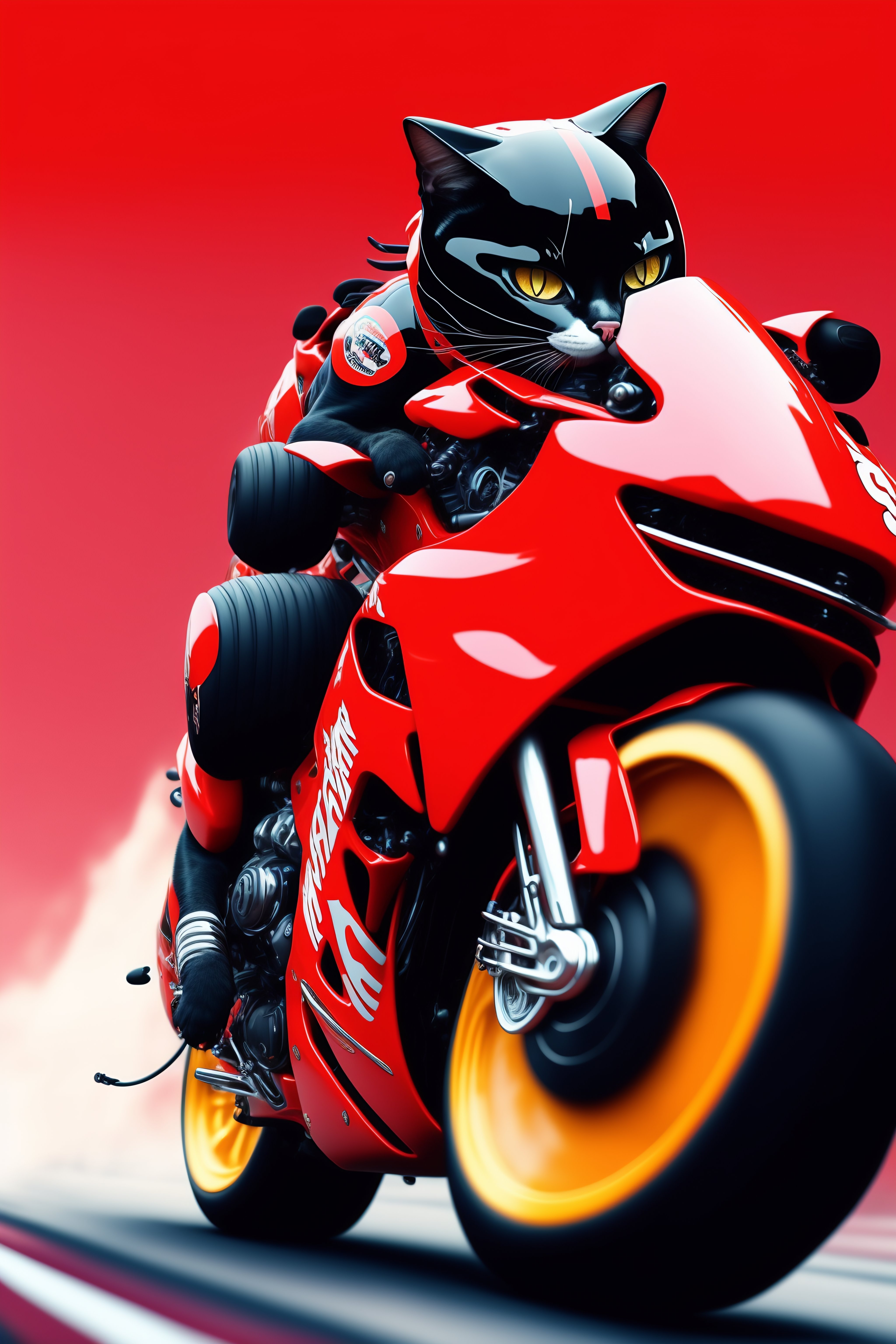 Lexica - Cat driving akira motorbike drifting in anime style