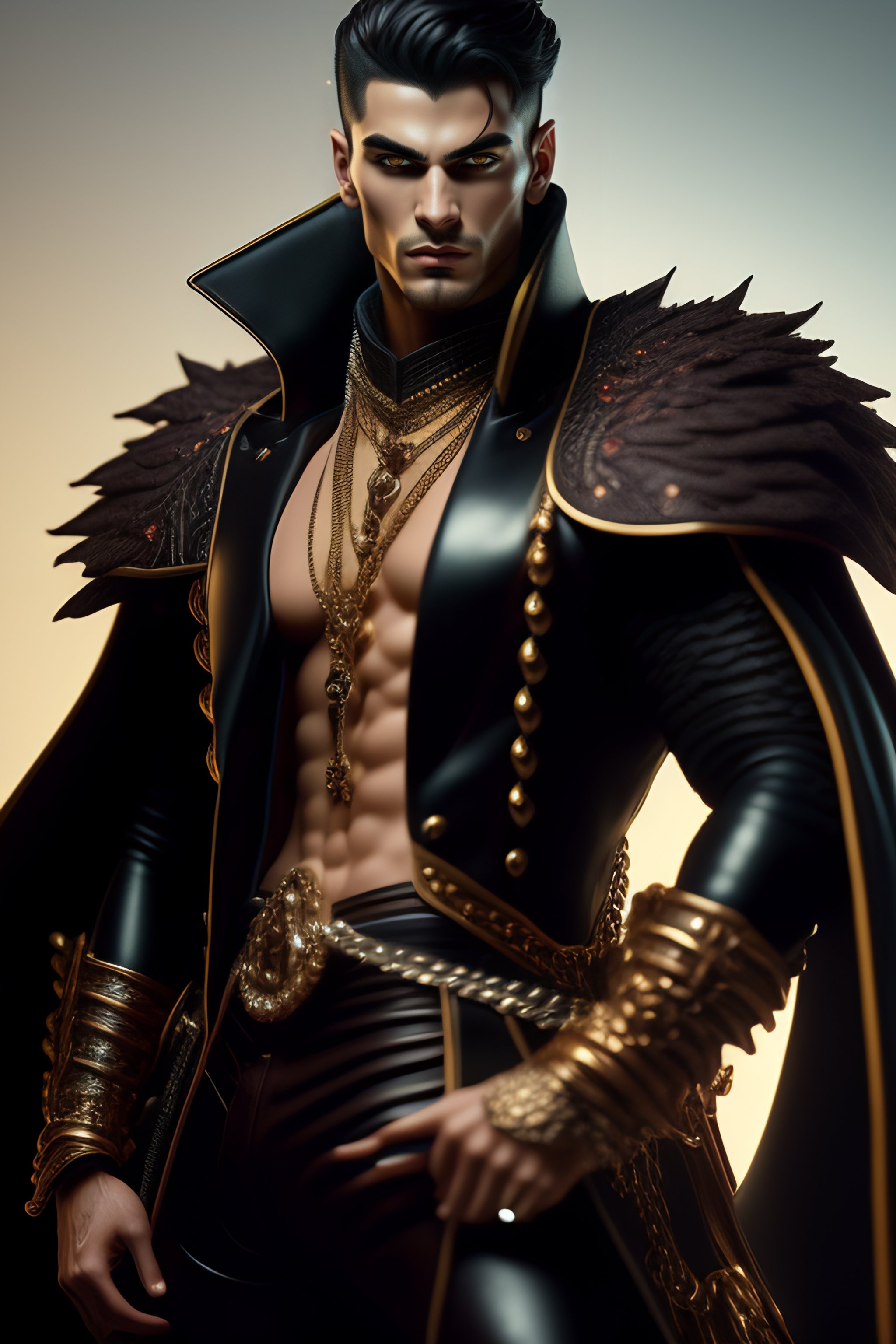 Lexica - Portrait of athletic male vampire, gorgeous, detailed, belts ...