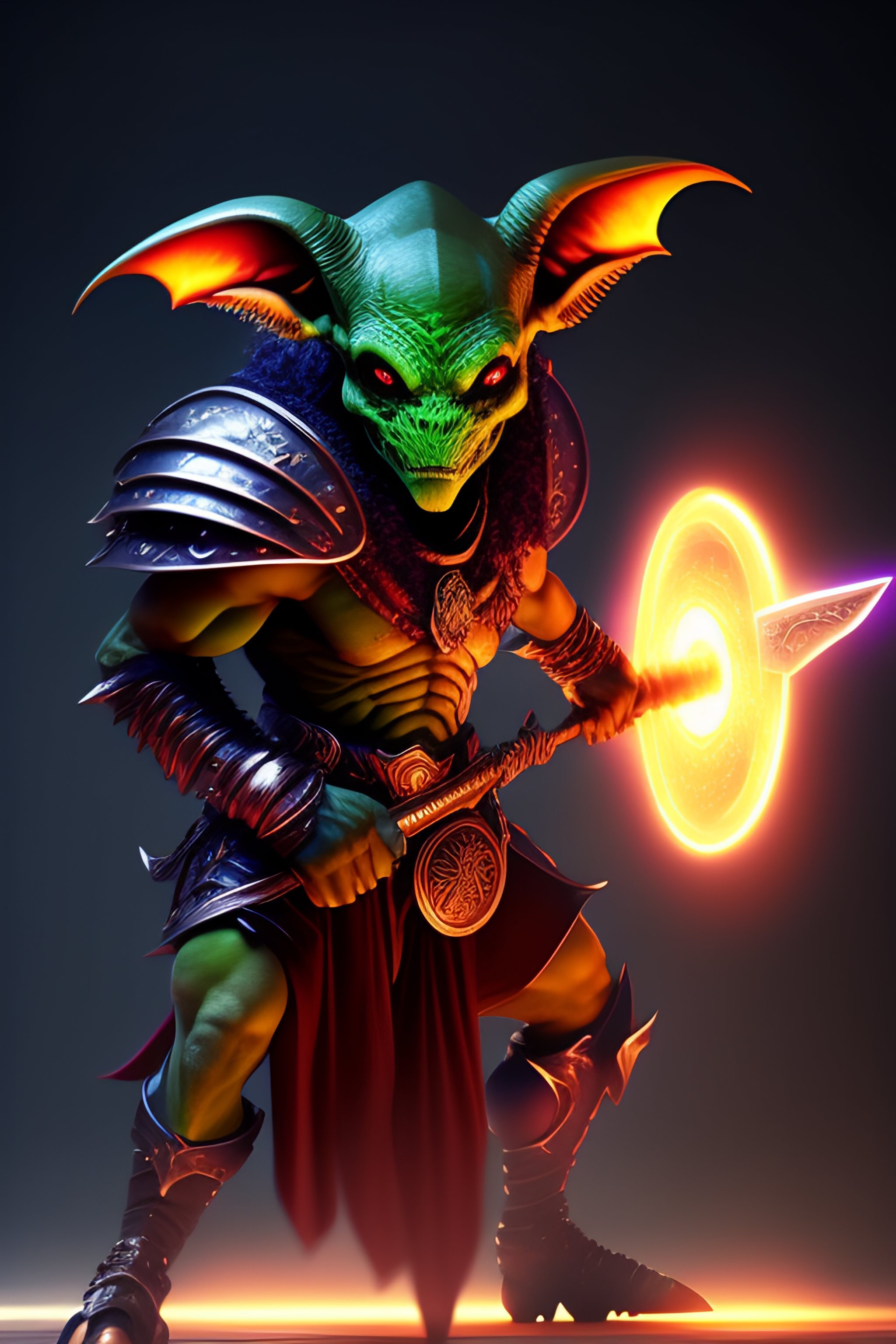 Lexica - Create an image of a 'goblin' who is a warrior fighting ...