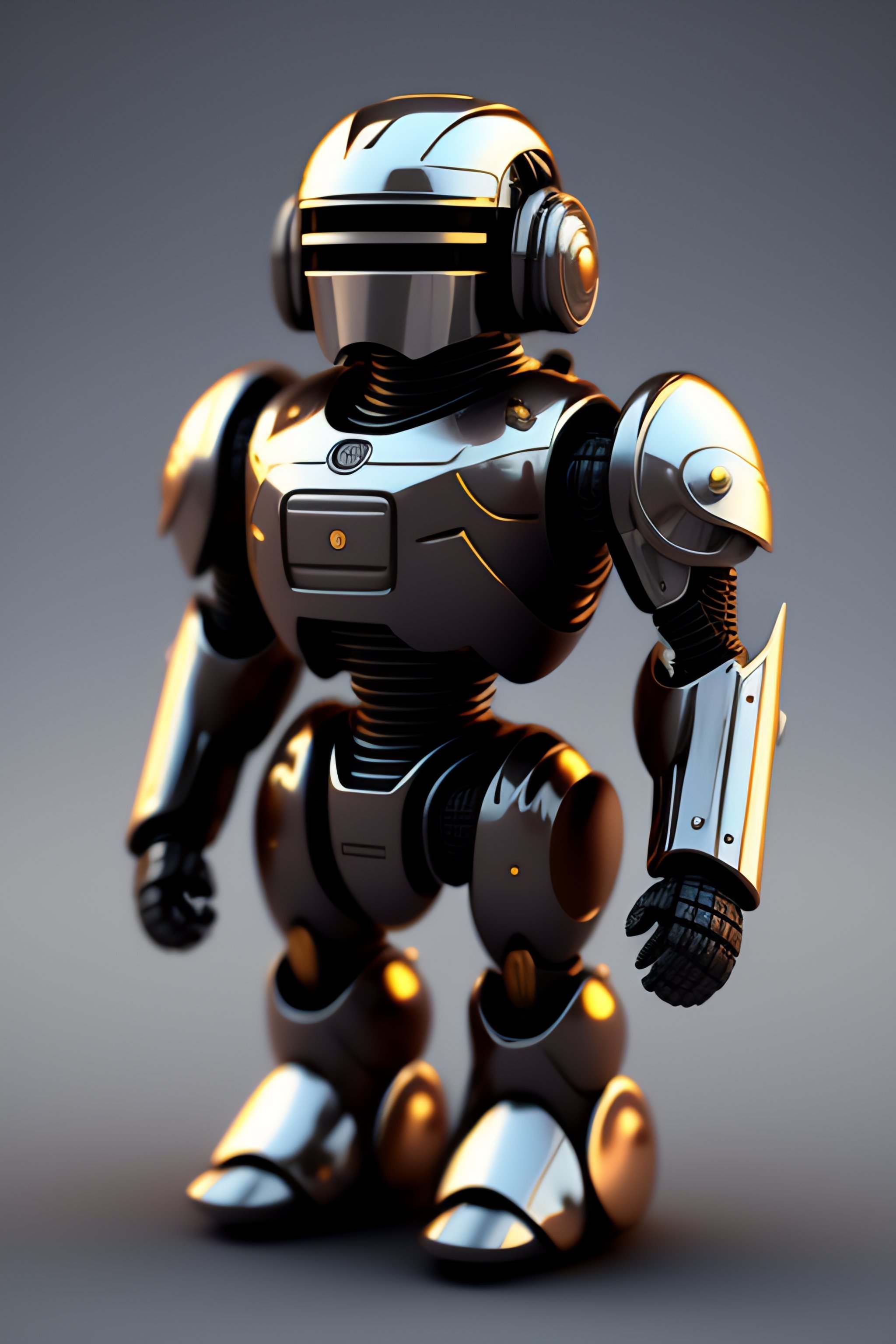 Lexica - Cute 3d render of toy art robocop holding a sword