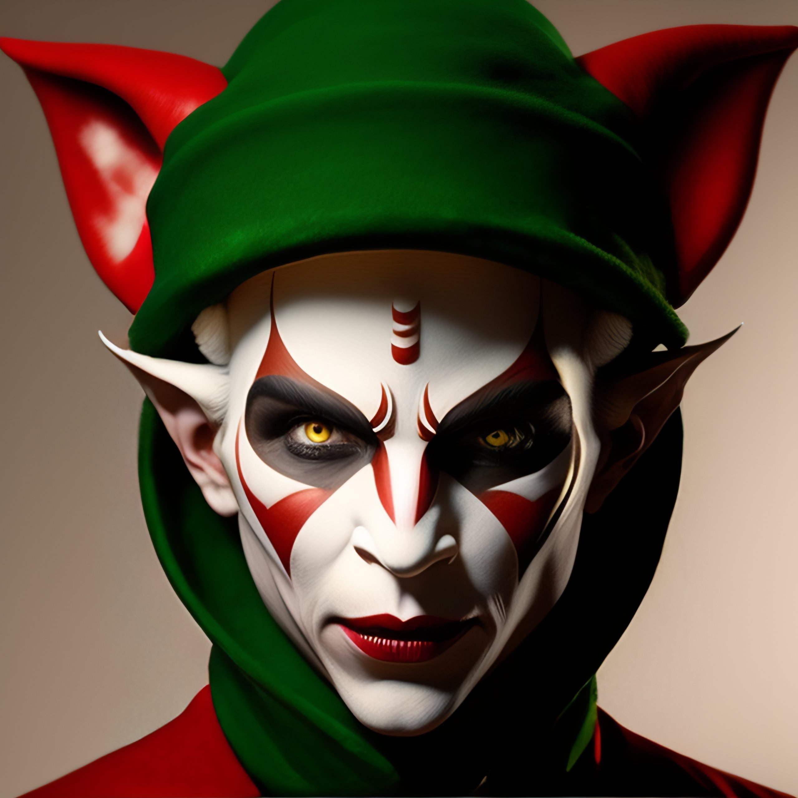 Lexica - Creepy horror elf wearing a hockey mask with elf ears