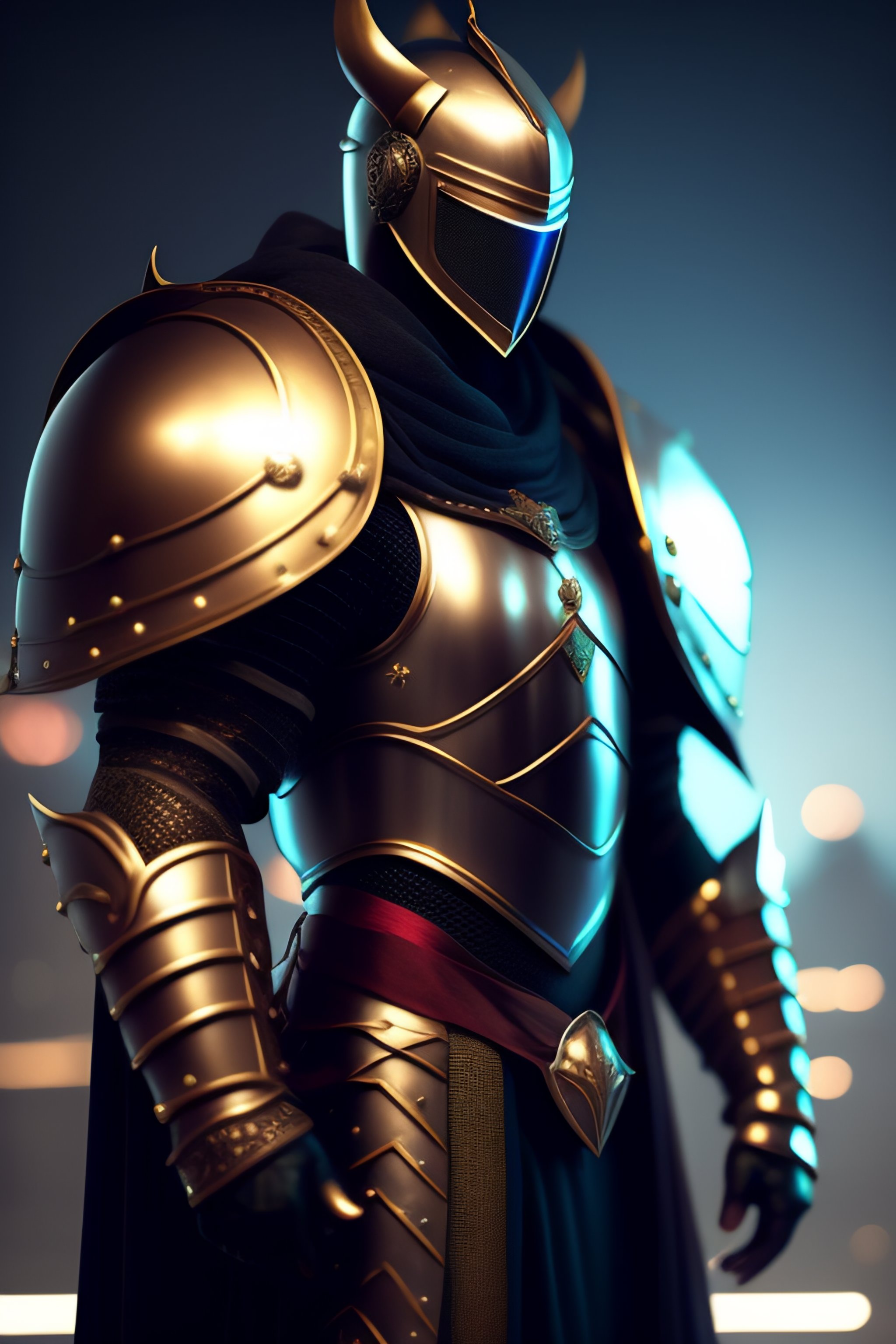 Lexica - Medieval knight with futuristic armor and electronic gadgets