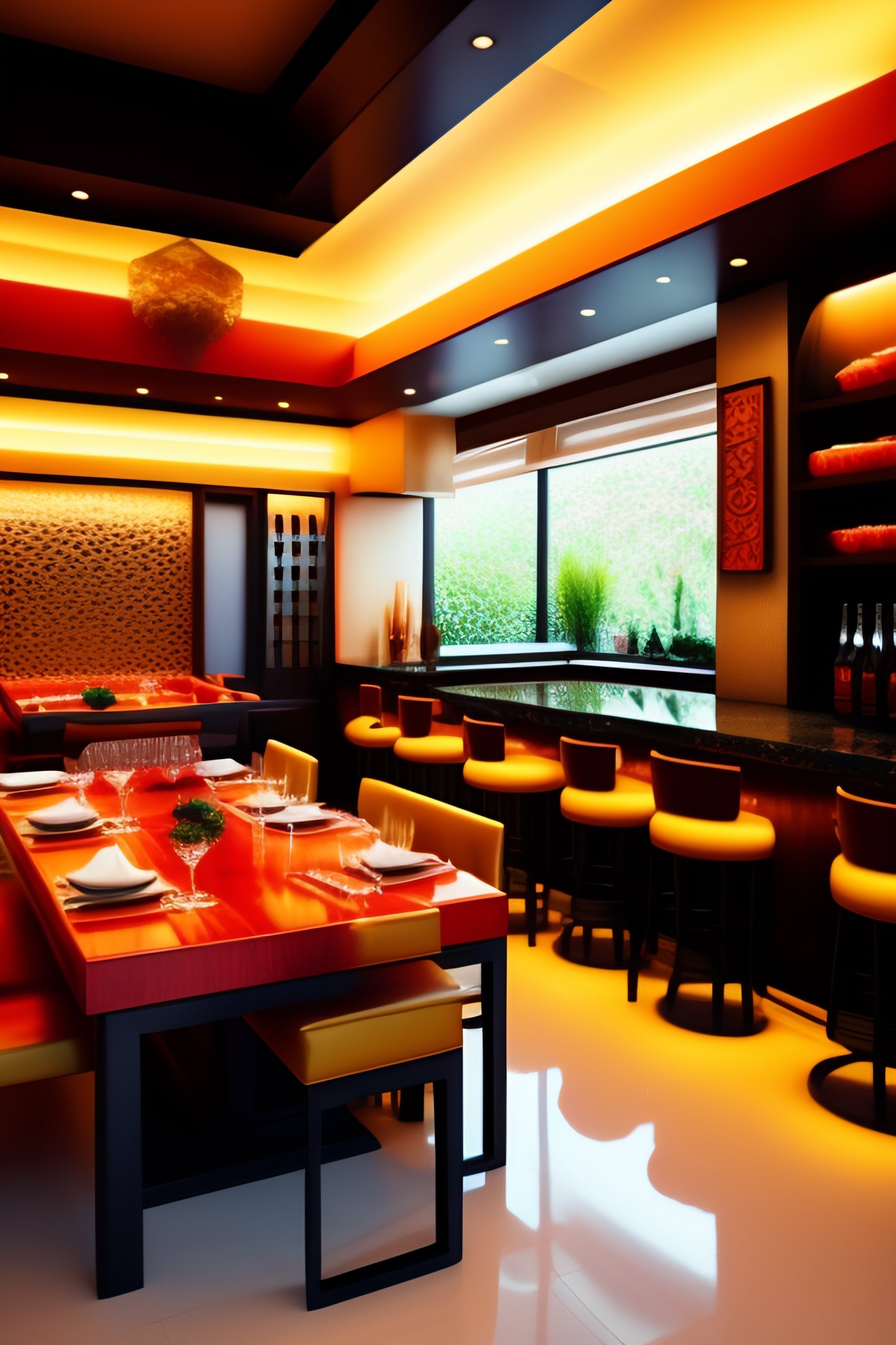 Lexica - An image of an Asian-inspired restaurant or kitchen: To create ...