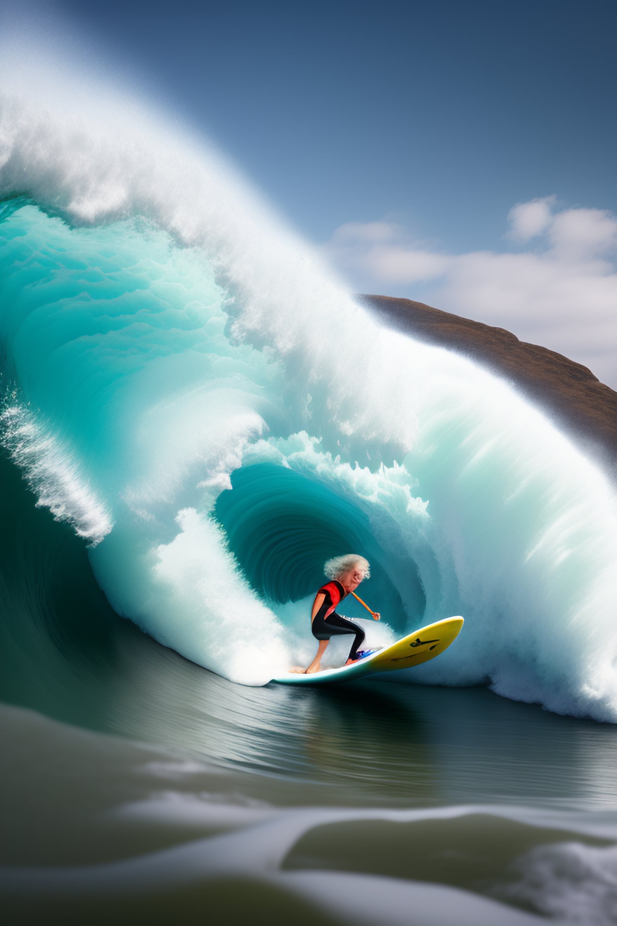 Lexica - Albert einstein surfing on a big wave