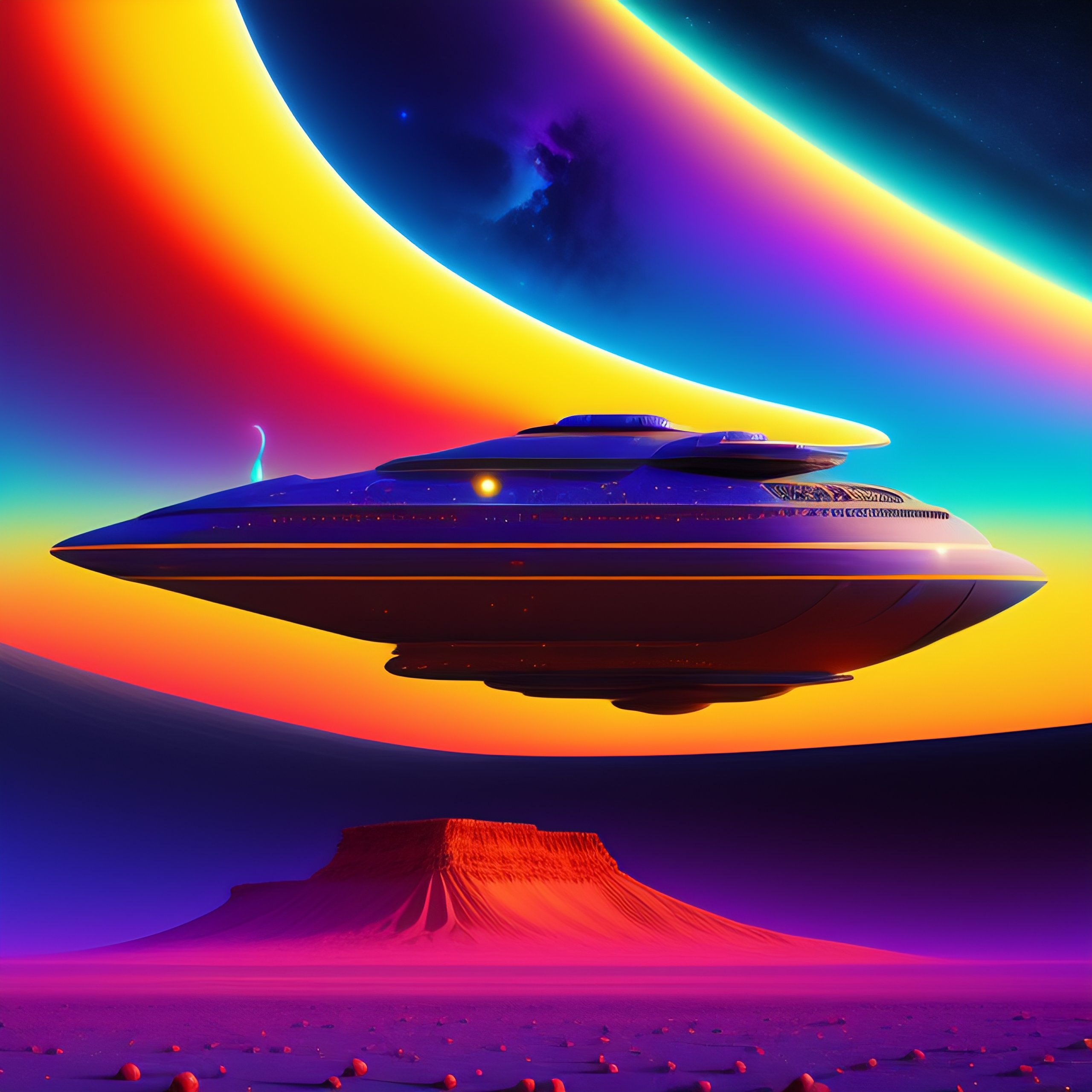 Lexica - Albumcover spaceship like Orion is crashed in a desert journey ...