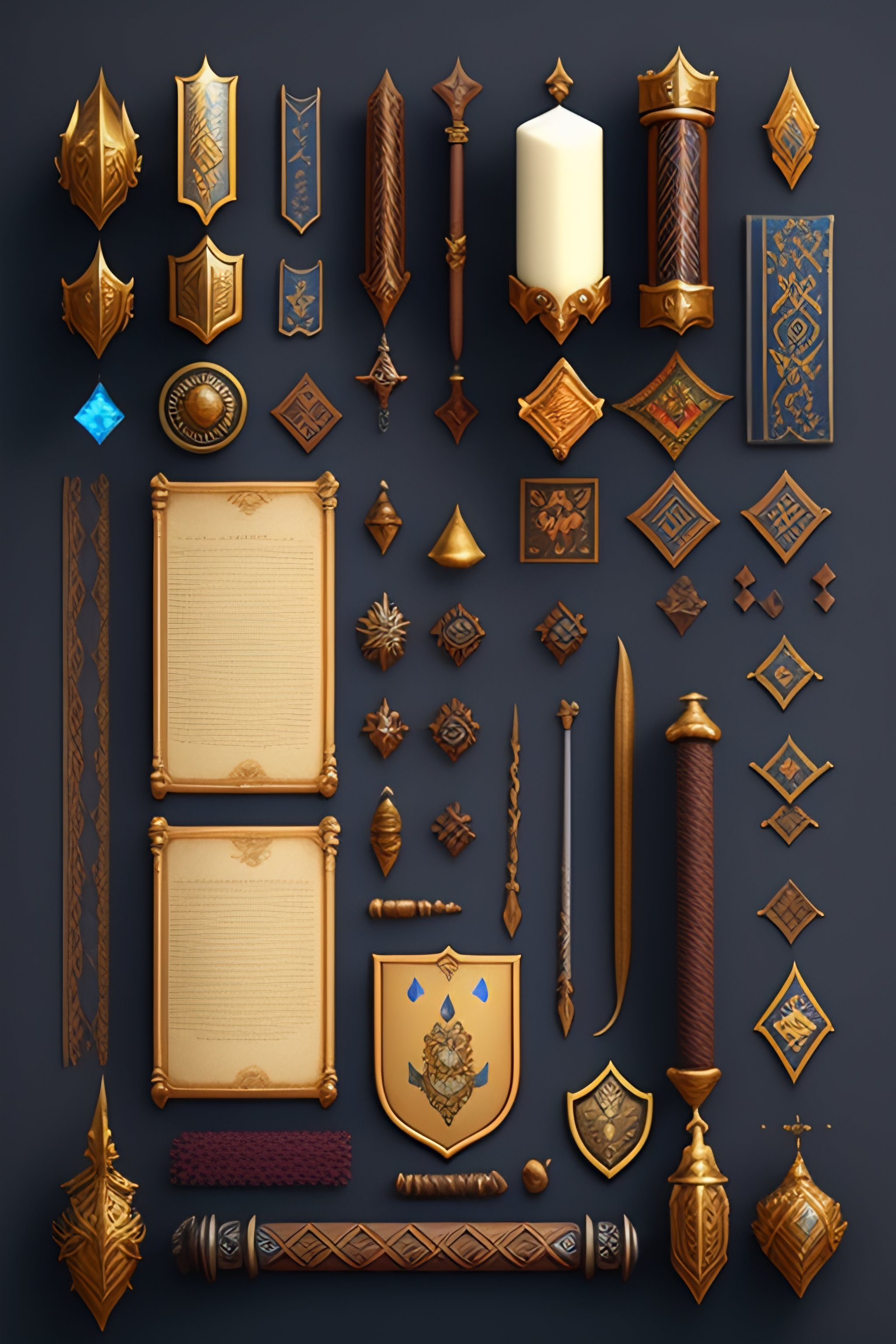 Lexica - Medieval fantasy RPG game, costumes and props, knolling ...