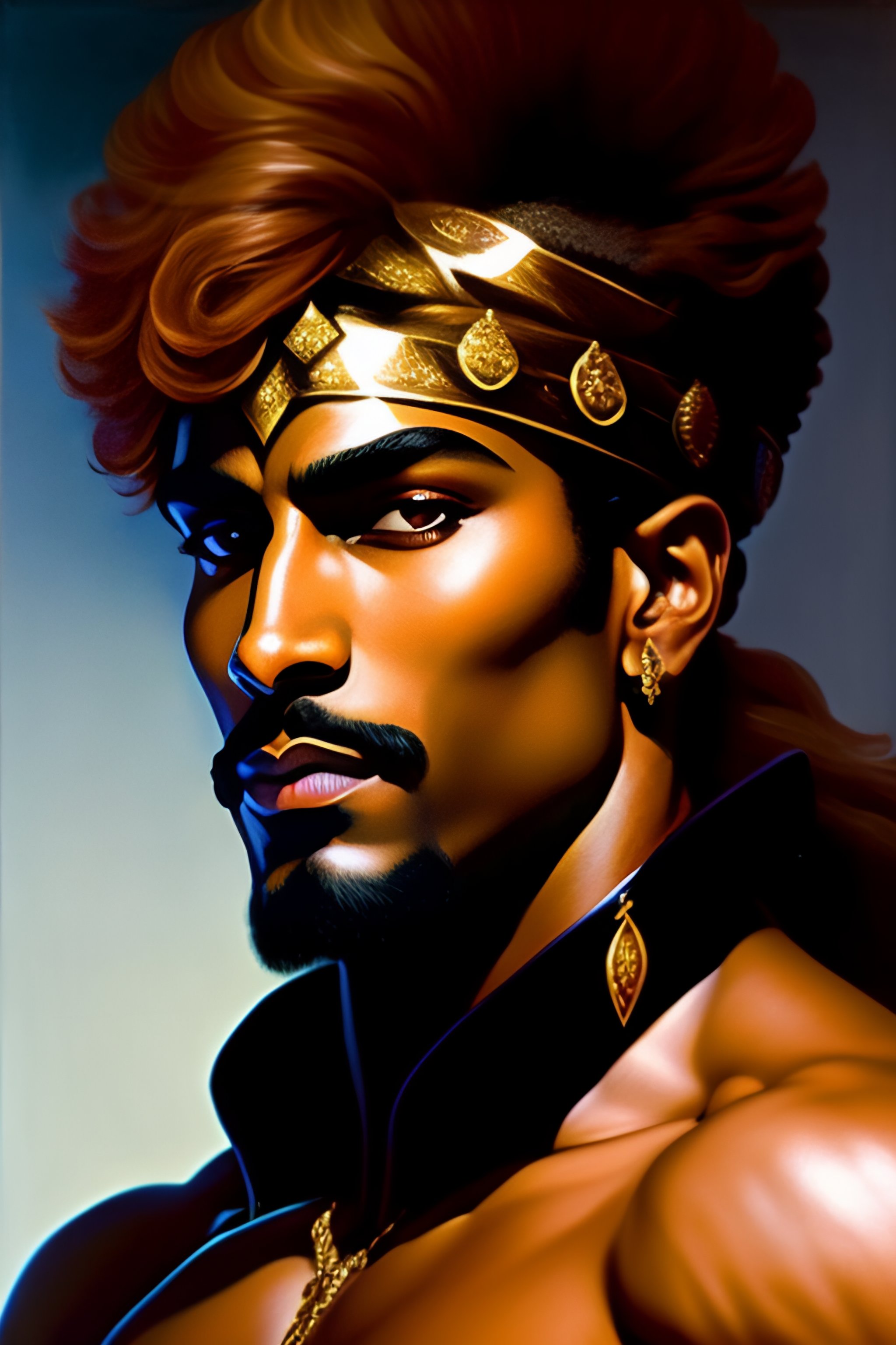 Lexica - Sahid Mansur as a Saint Seiya male character. Art by Caravaggio.