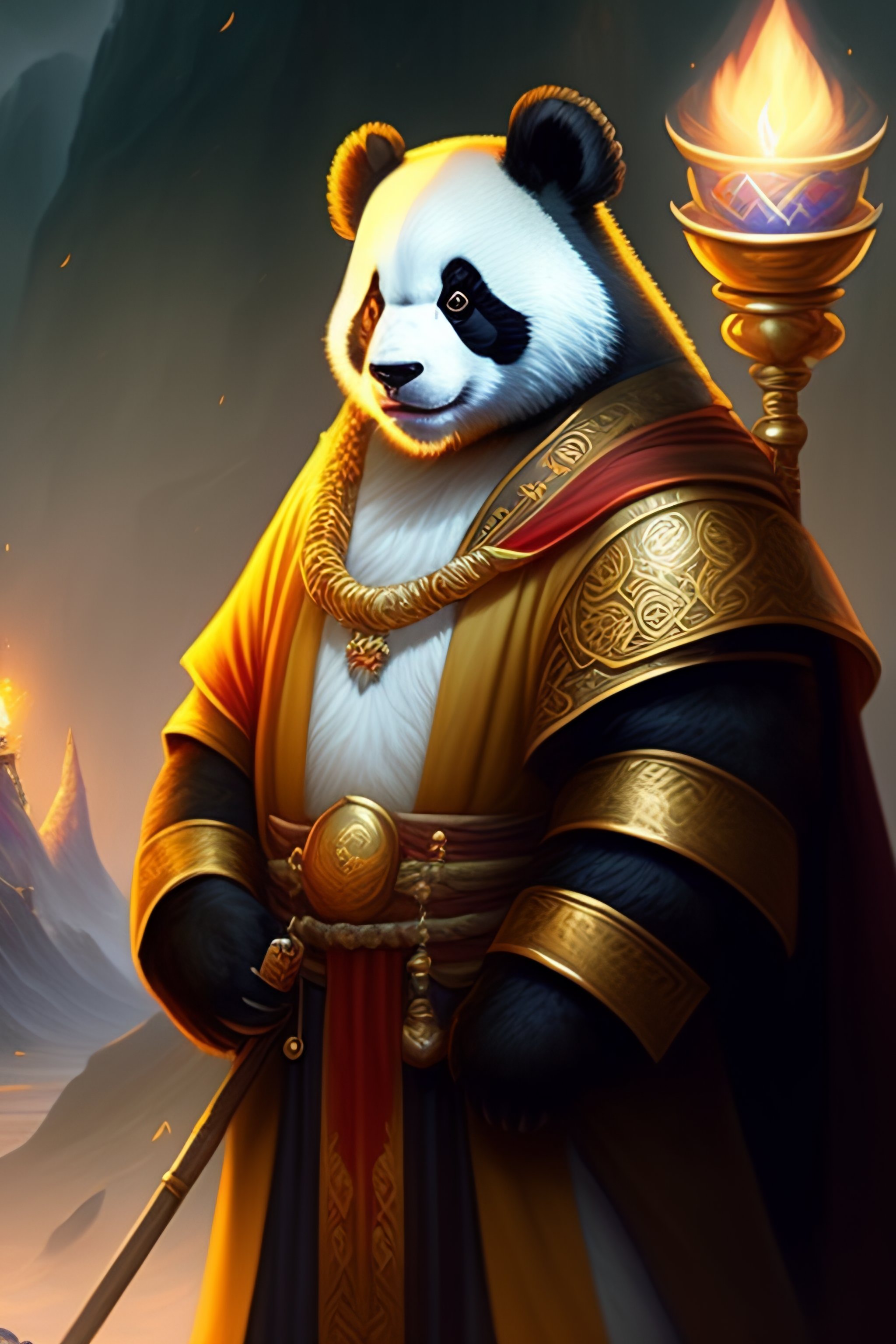 Lexica - A portrait an anthropomorphic panda mage casting a spell ...