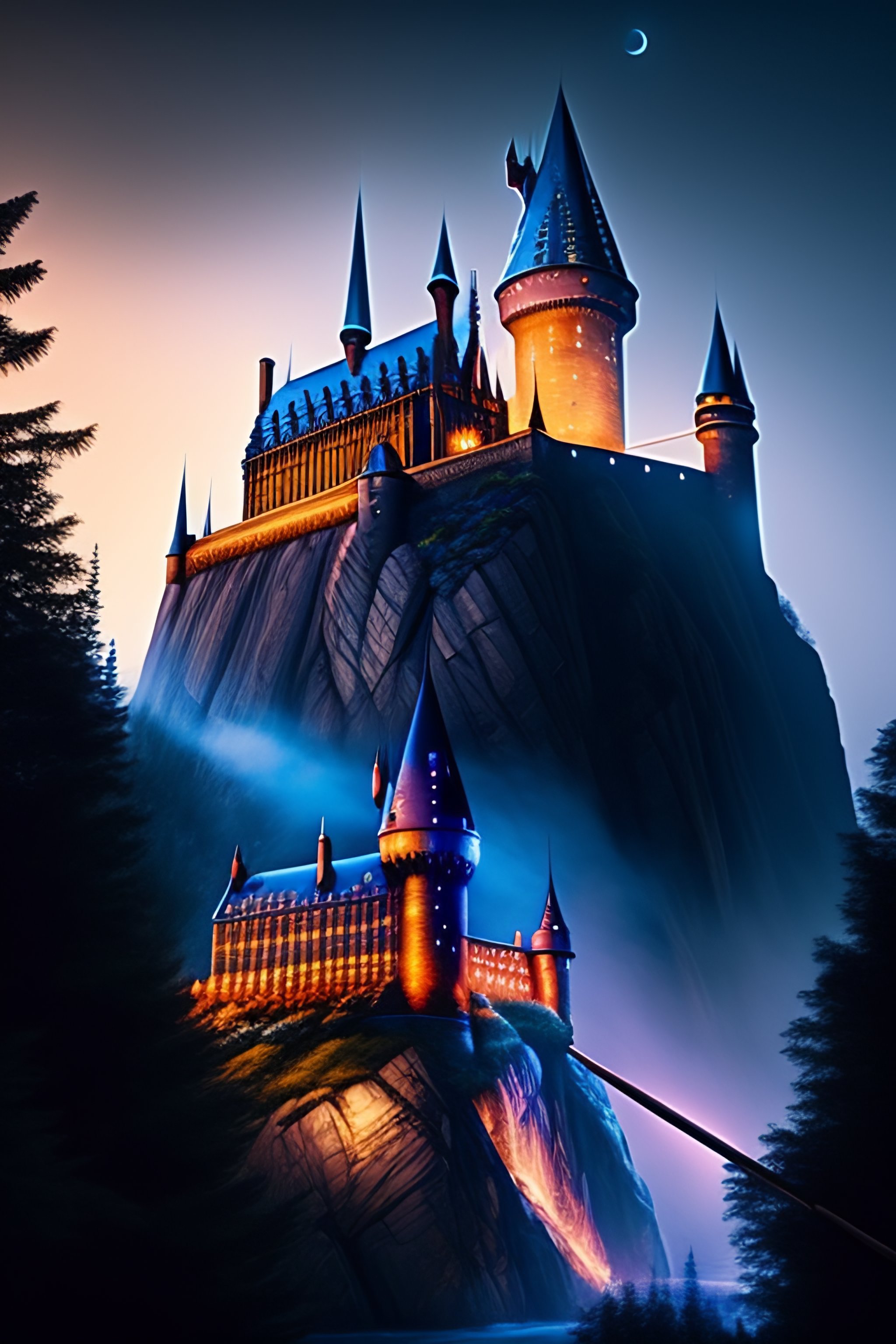 Lexica - A beautiful picture of Hogwarts castle during night, hiper ...