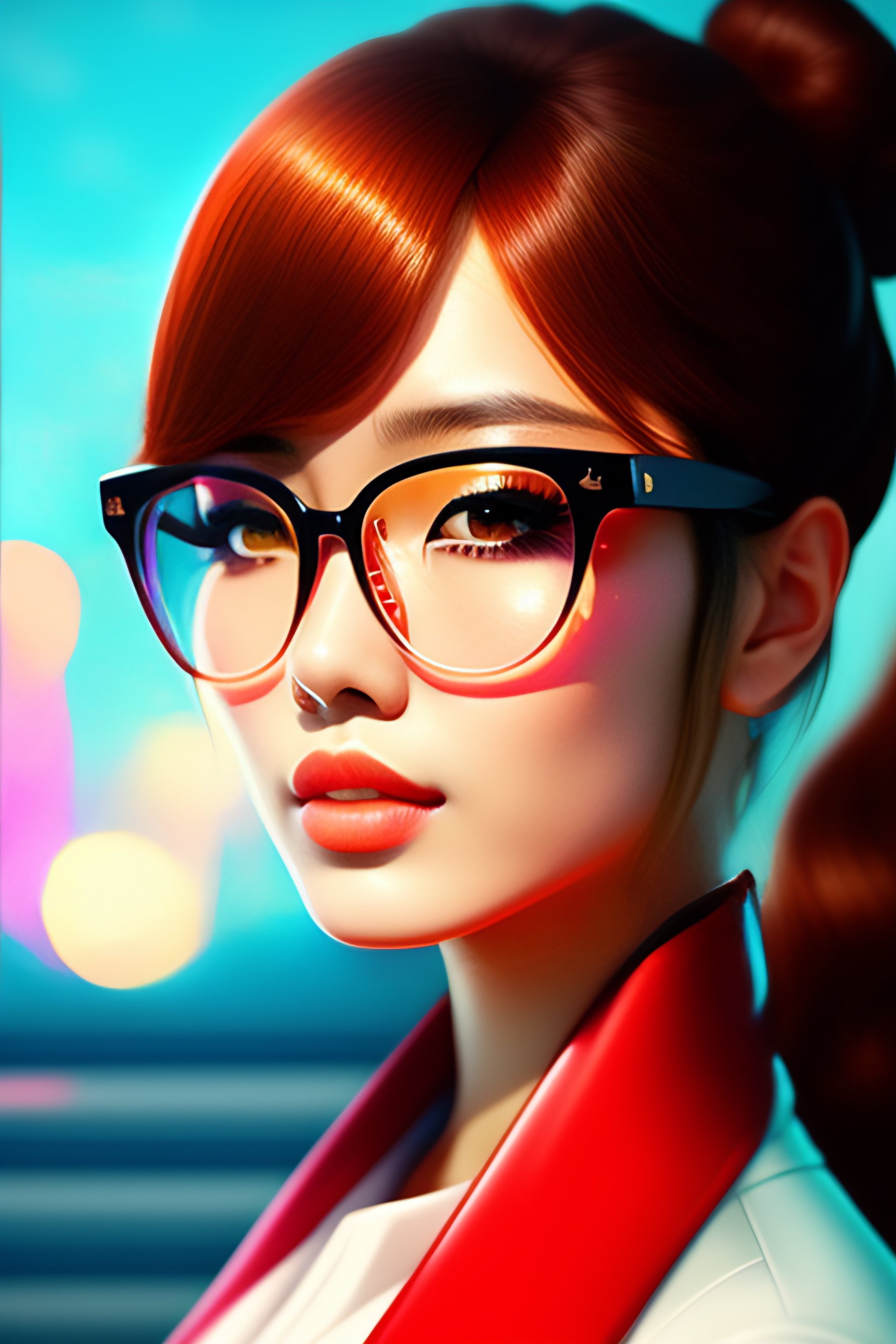 Lexica - Girl with coke bottle glasses, anime style