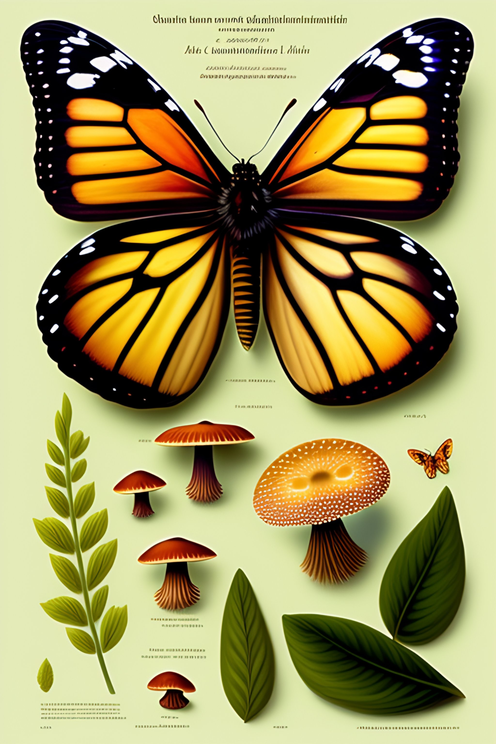 Lexica - Mushrooms, butterfly botanical illustration from ancient ...