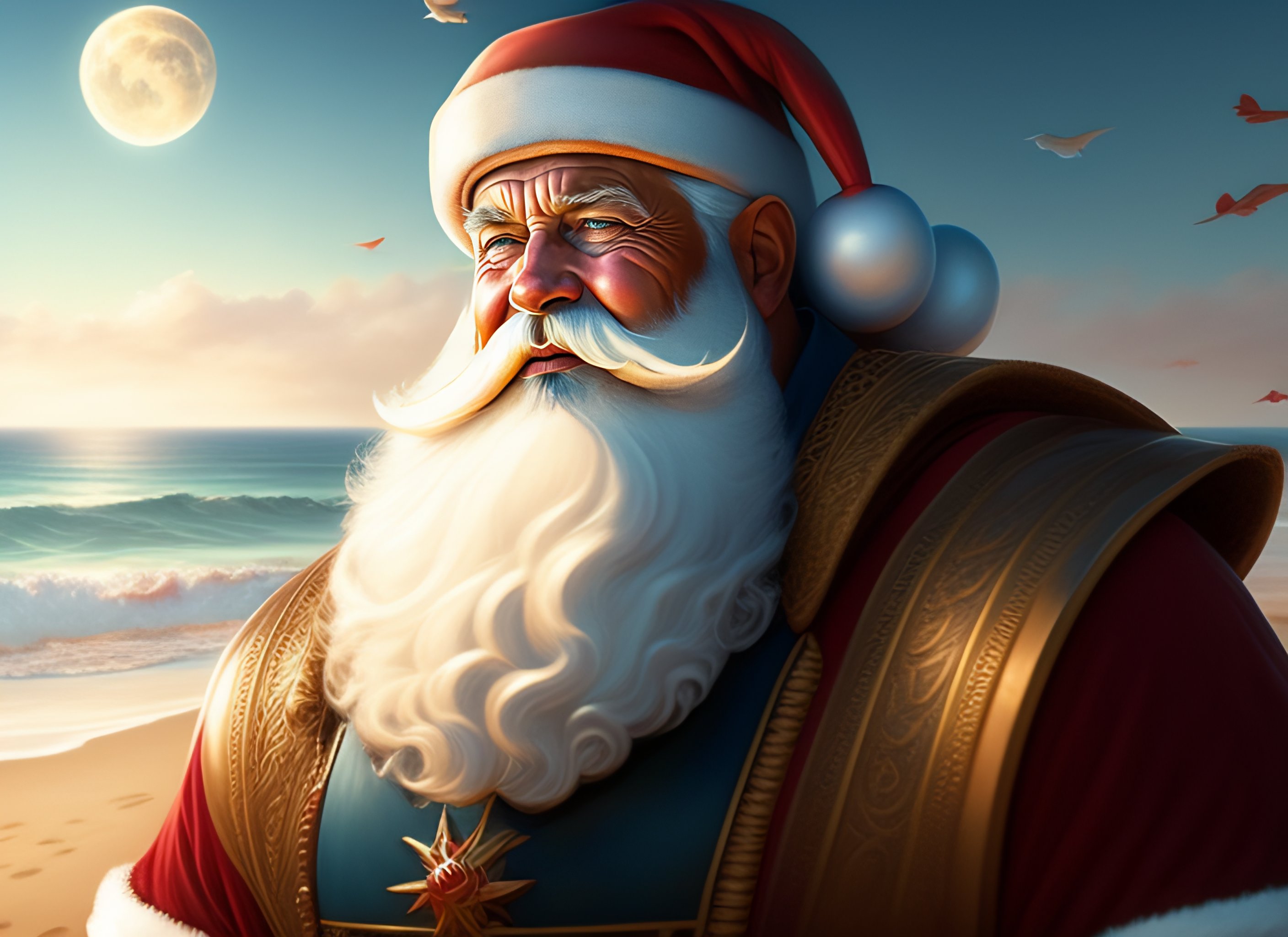 Lexica - Vacation Santa Claus at the beach, photorealistic, highly ...