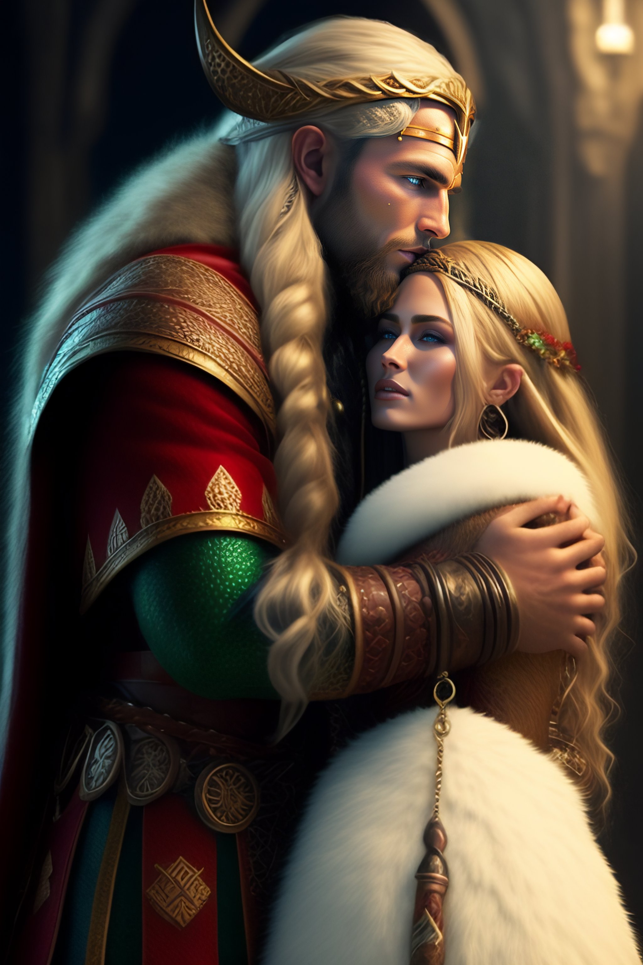 Lexica - Viking hugging male elf