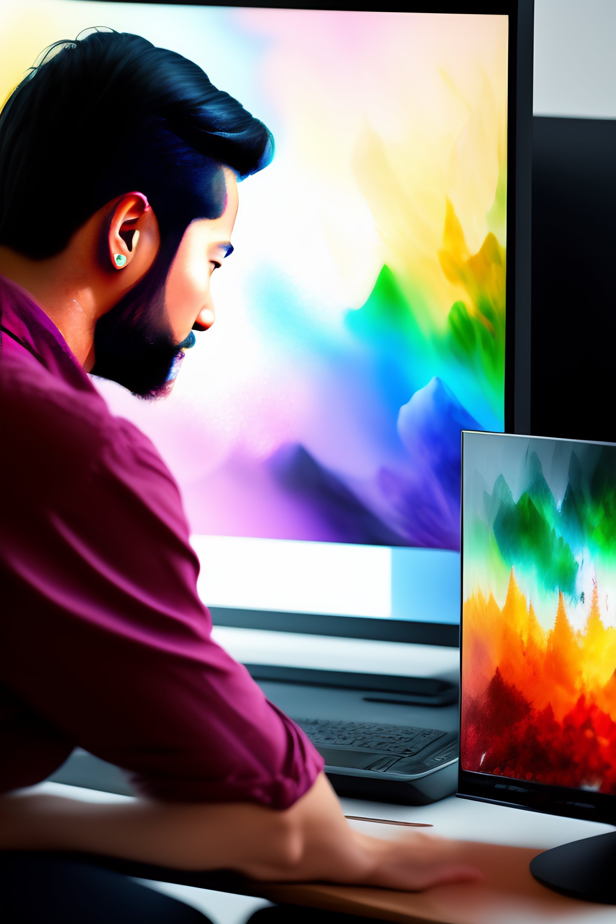 Lexica - A person is sitting at the computer and doing prompt ...