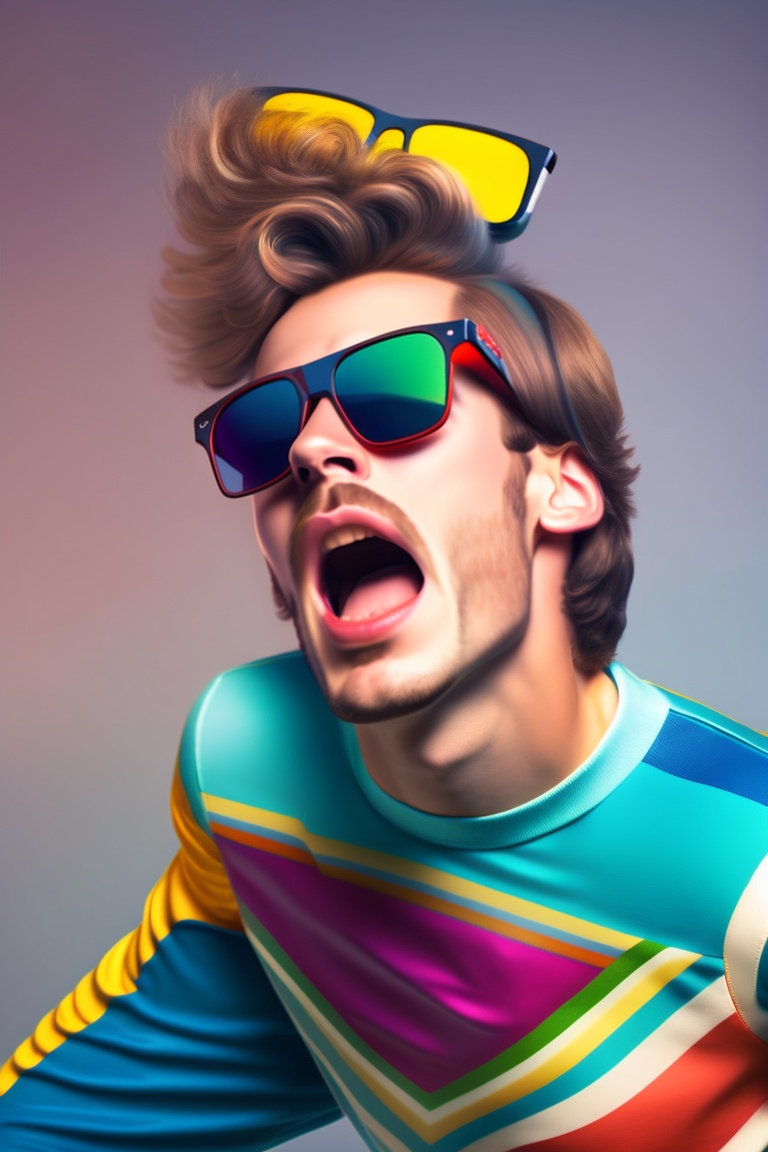 Lexica - Vintage 90s style, Bored musician with sunglasses floating on ...