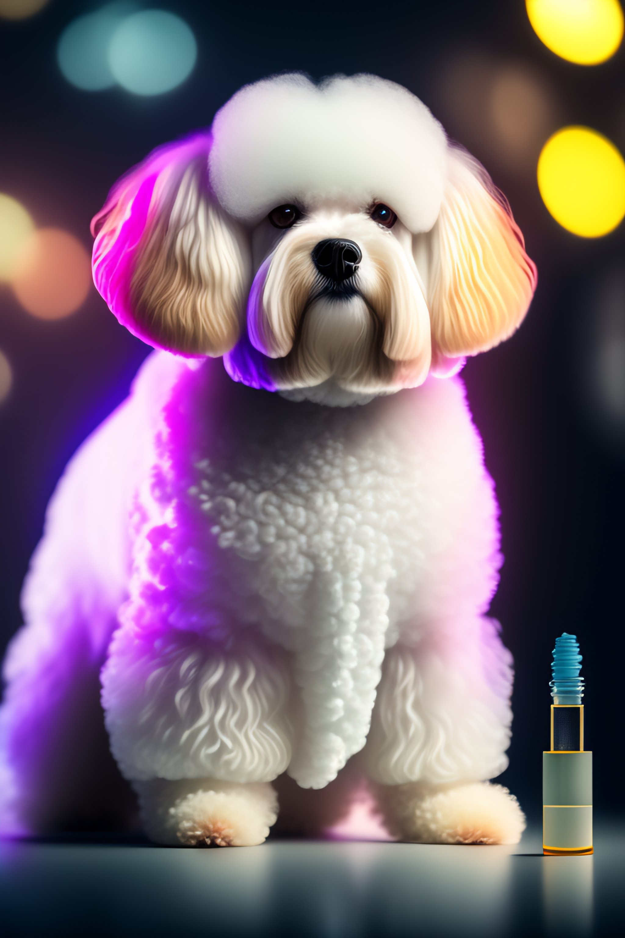 Lexica - A 3d render of a cute fuzzy bichon maltes dog dressed in a ...