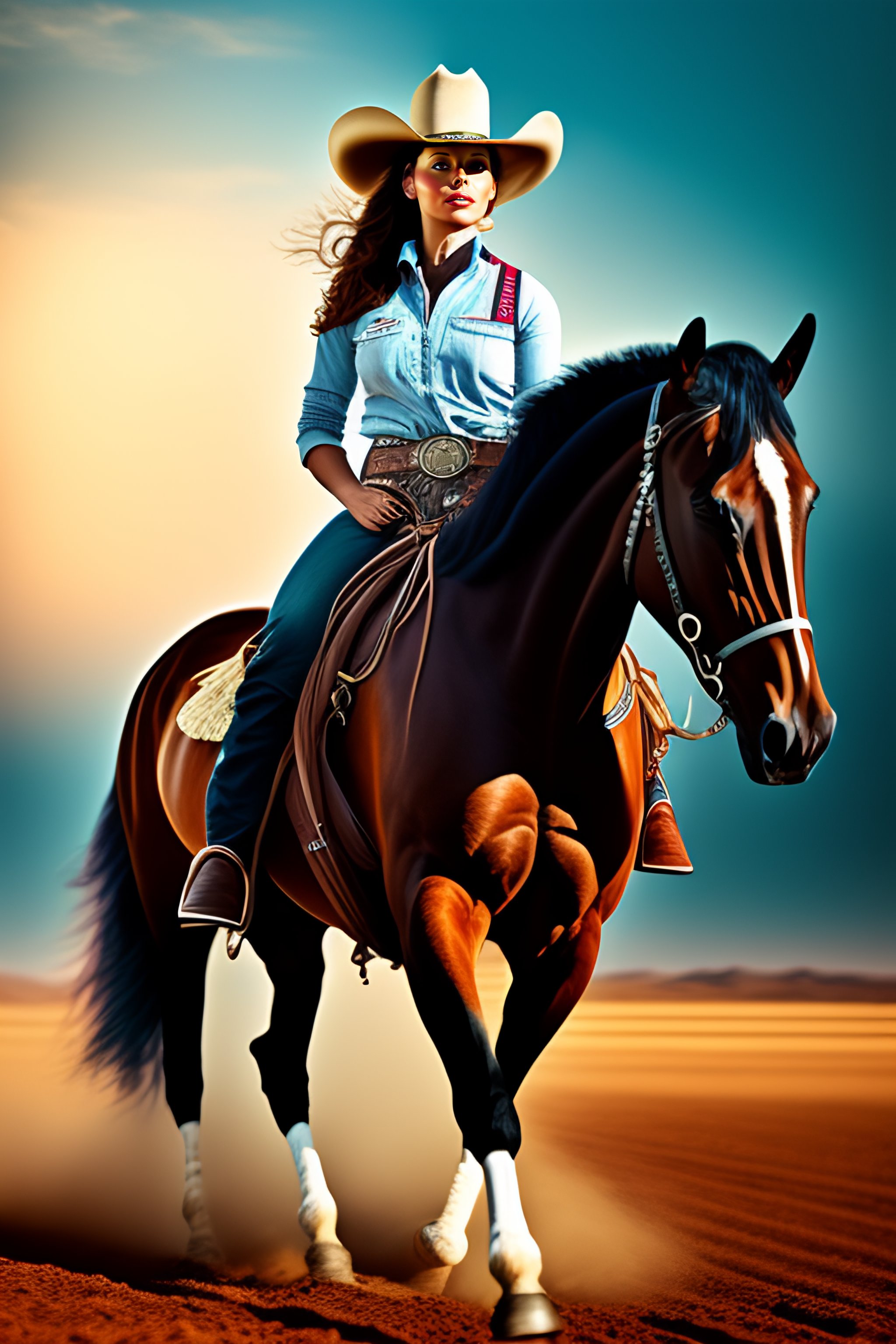 Lexica - Cowgirl on a mustang horse