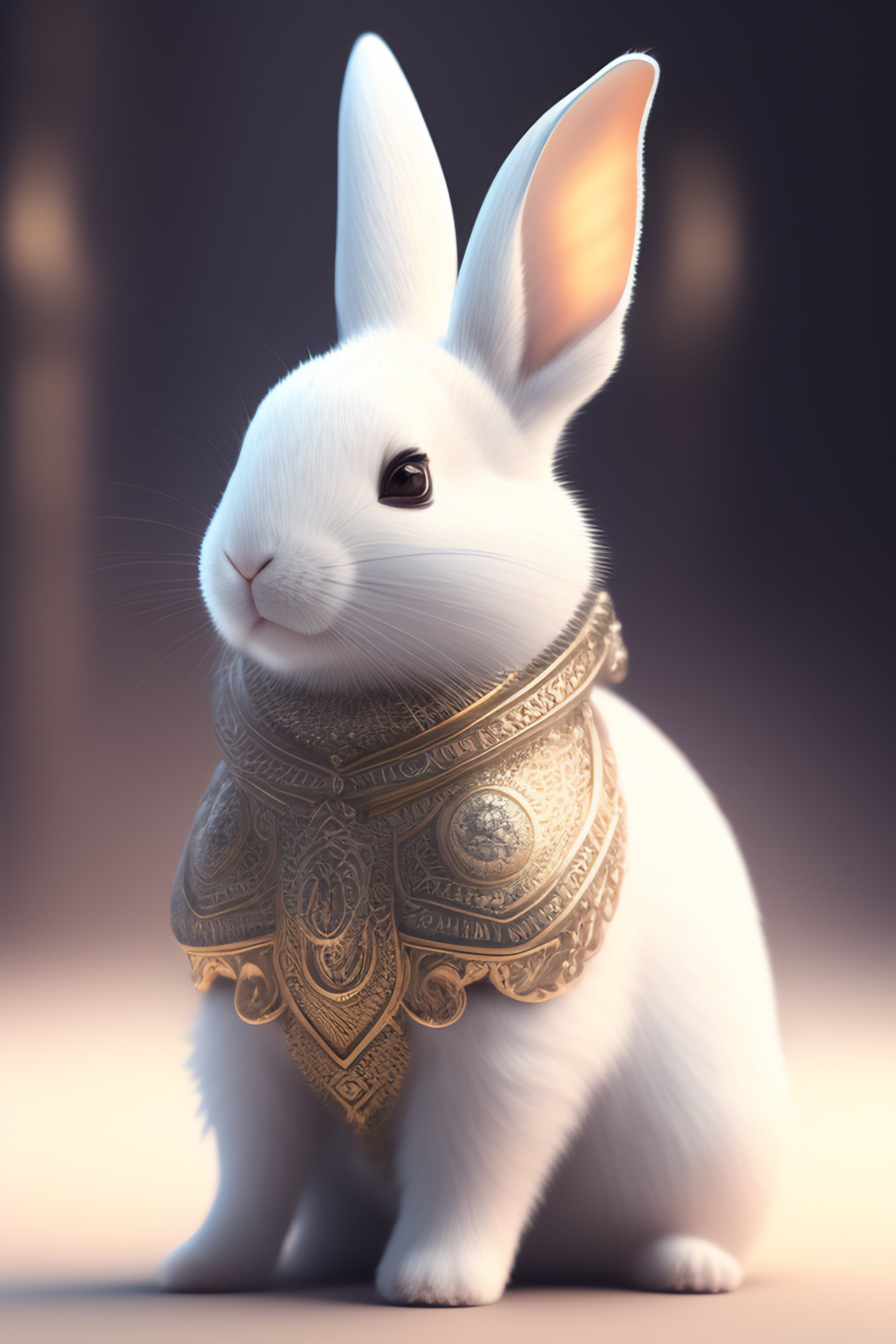 Lexica - A white rabbit with intricate silver ornament engravings on ...