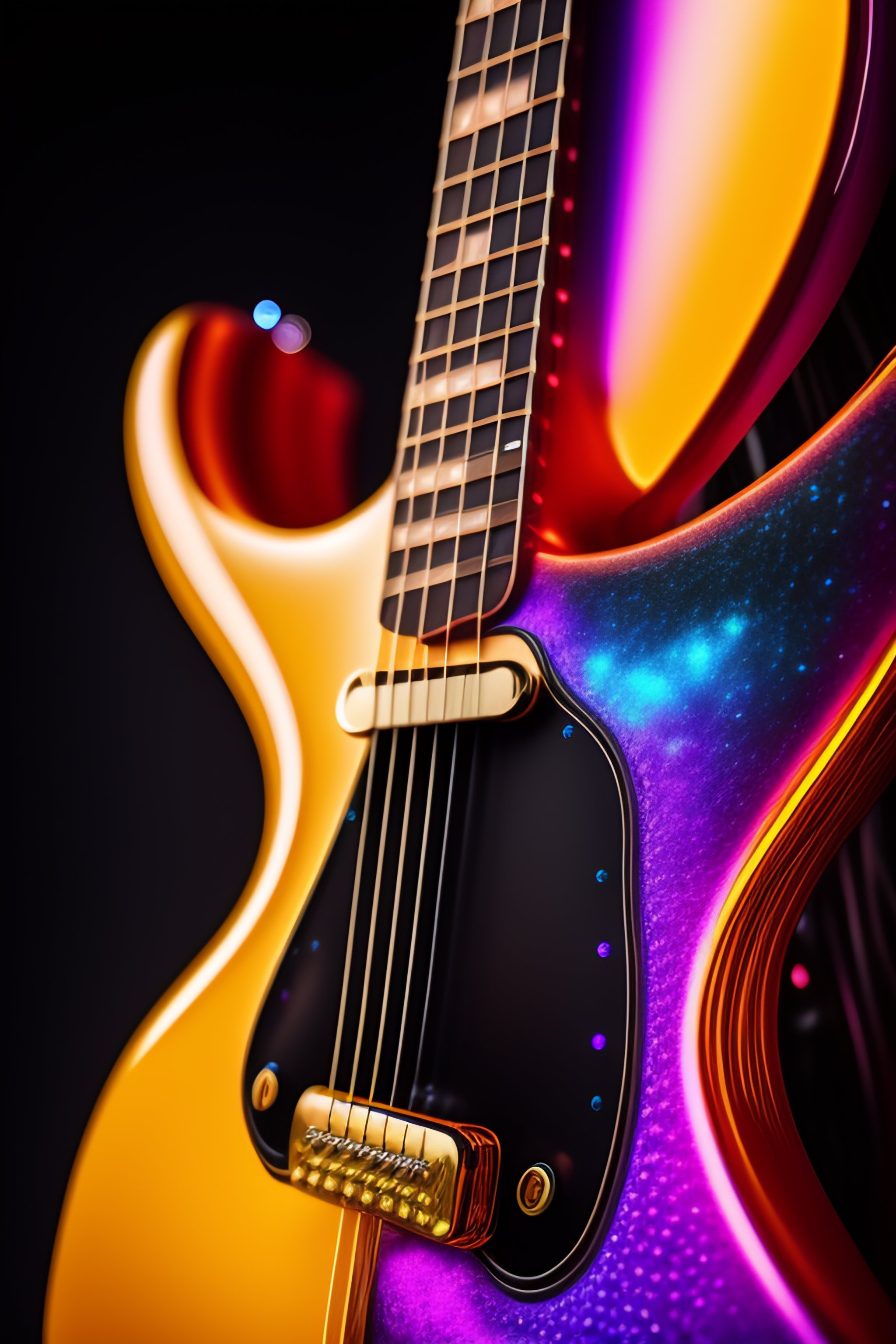 Lexica - Alien guitar, flowing shapes, holes, shiny, colorful product ...