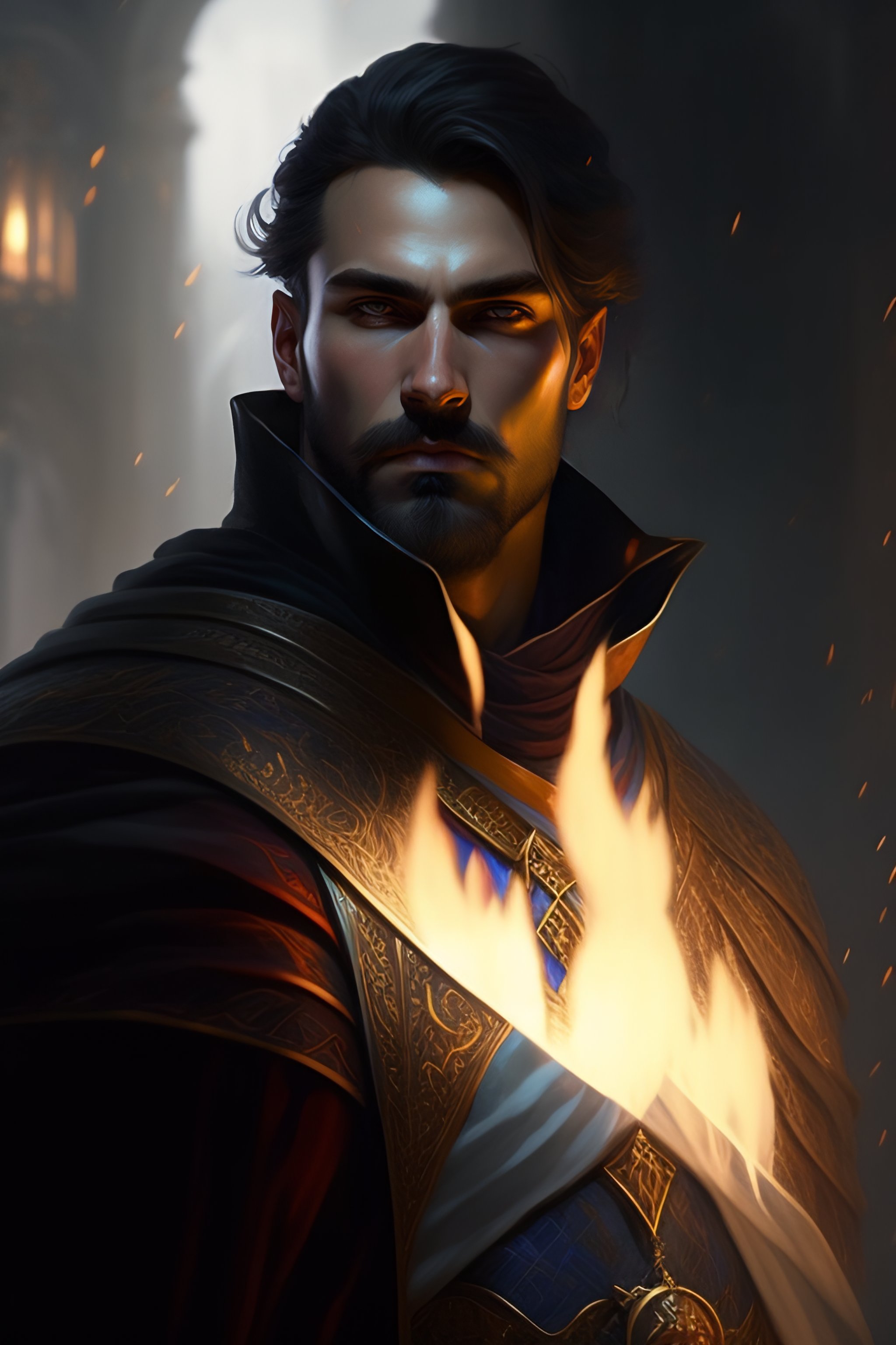 Lexica - Medieval fantasy portrait of a man sharp features, grim, cold ...