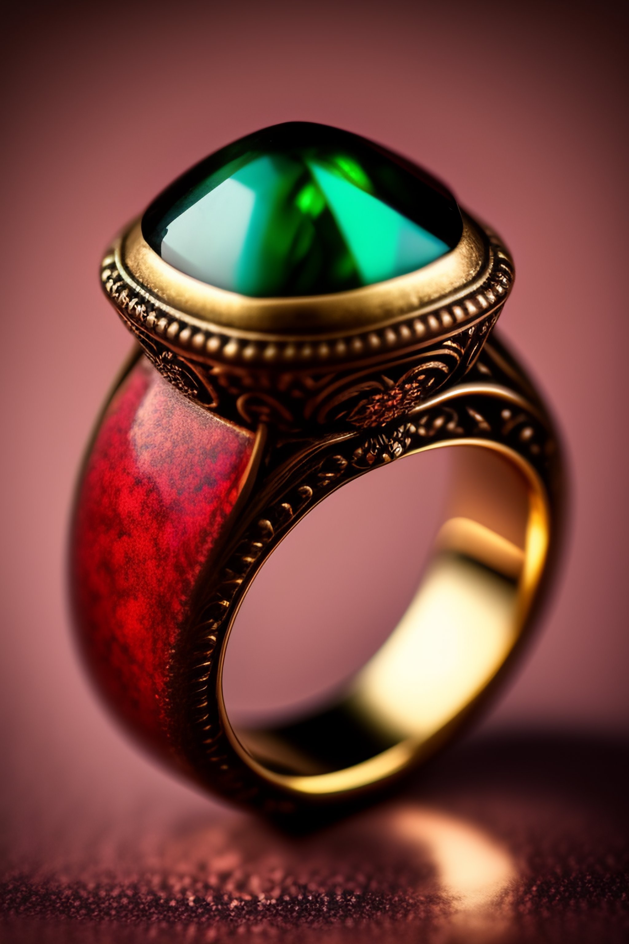 Lexica - Beautiful old ring with large shiny red stone
