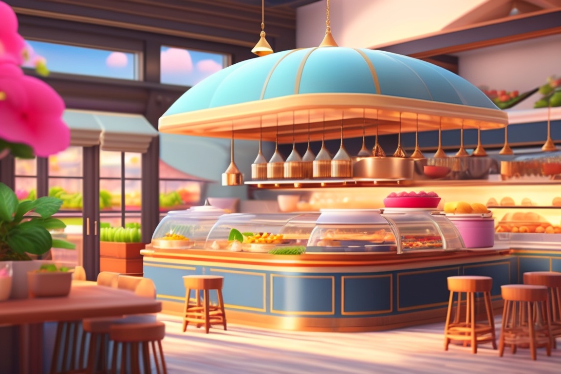 Lexica - 2D illustration, casual style, daylight,restaurant cuisine ...