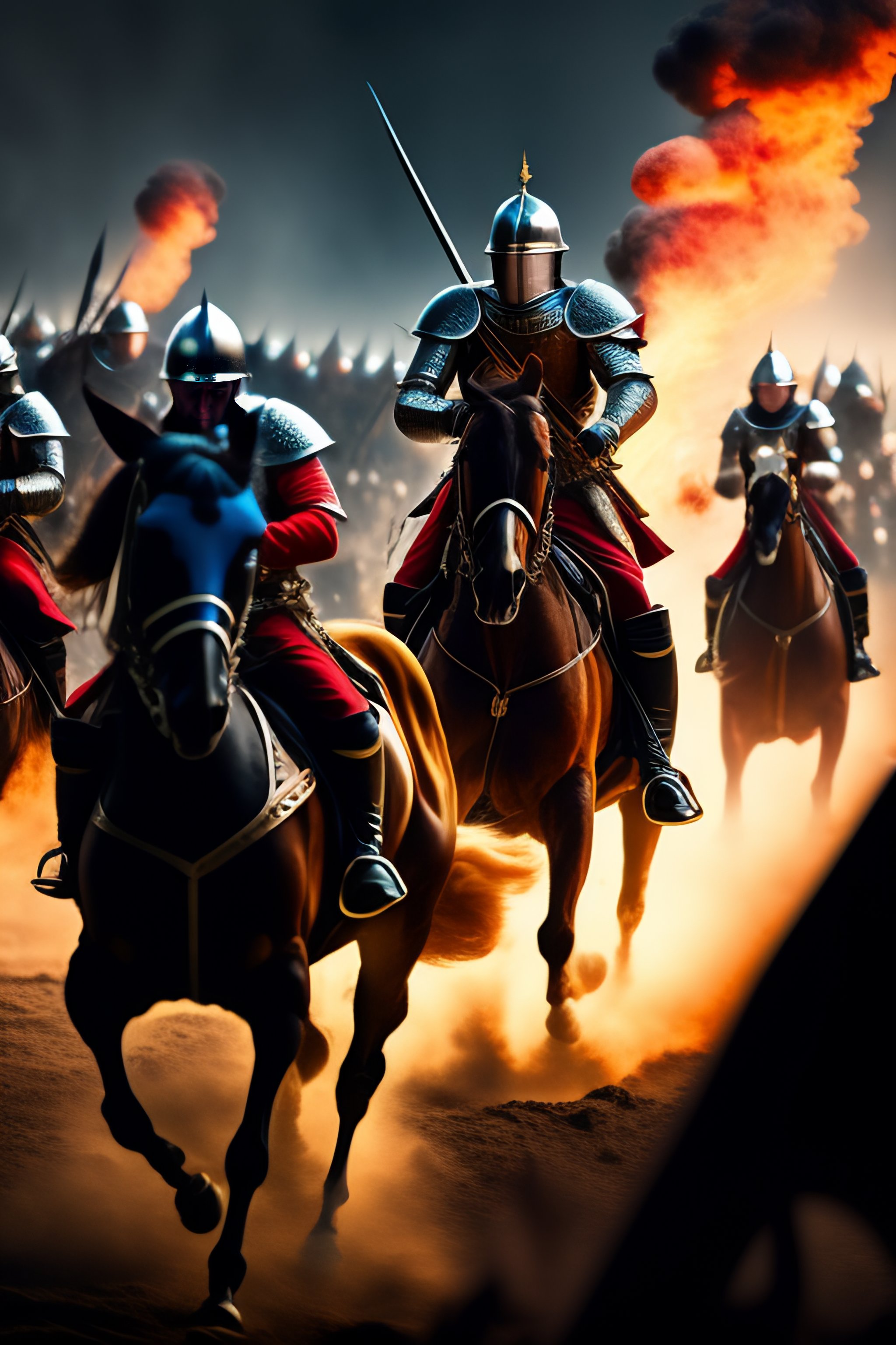 Lexica - Medieval battle scene focused on mounted knight