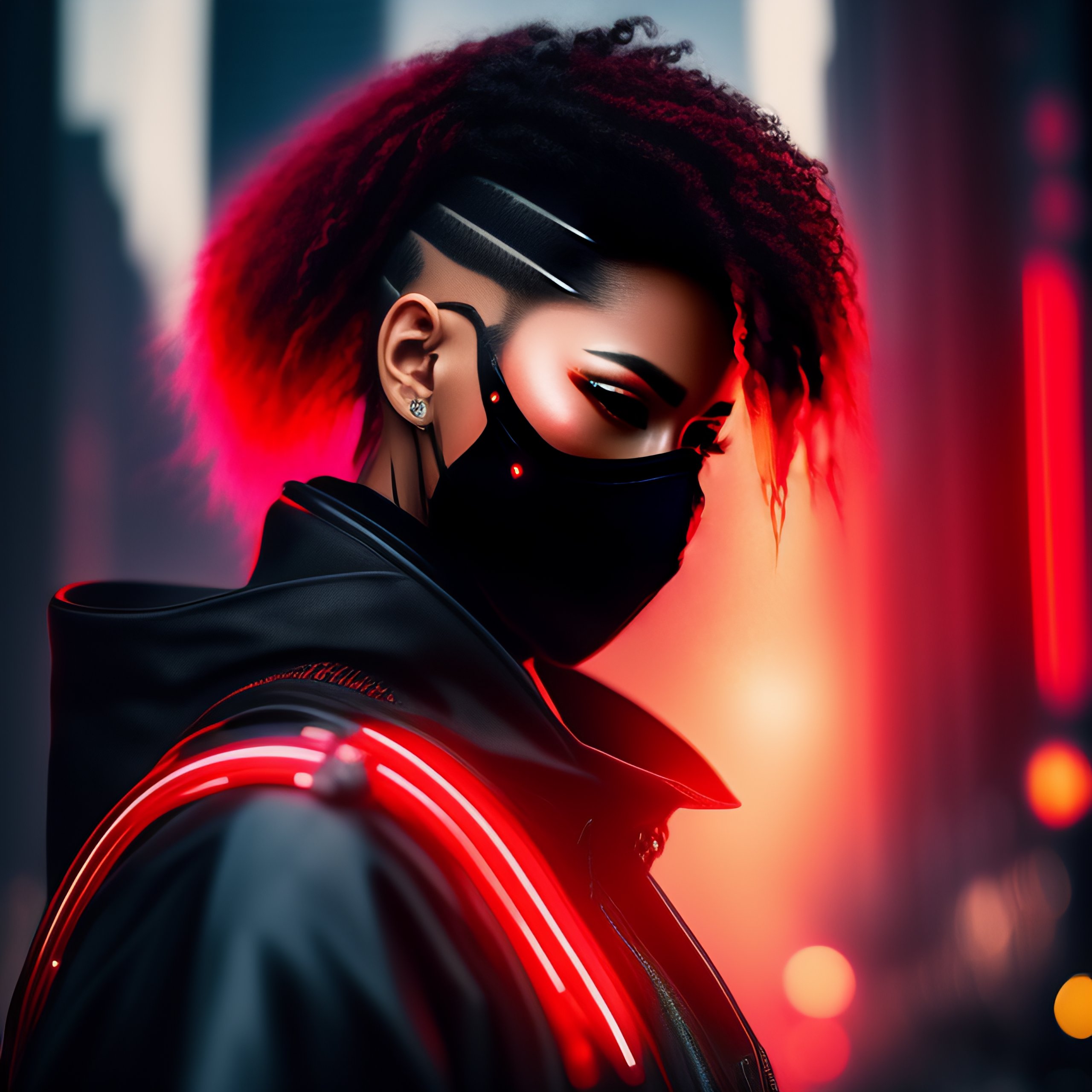 Lexica - Cyberpunk, ninja, ultra realistic black and red, 8k, profile ...